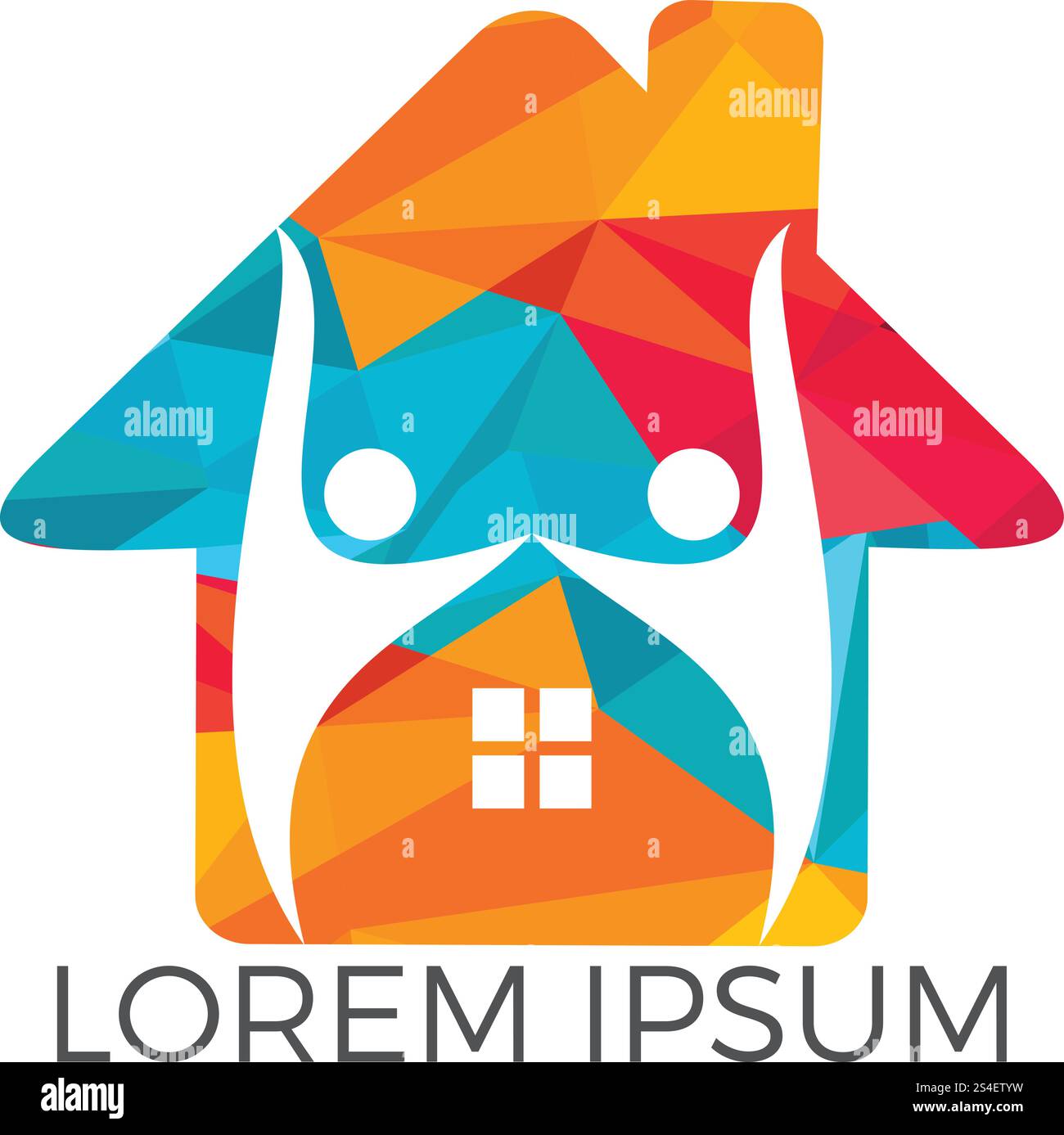 House and people logo design. House and joyful people vector logo ...