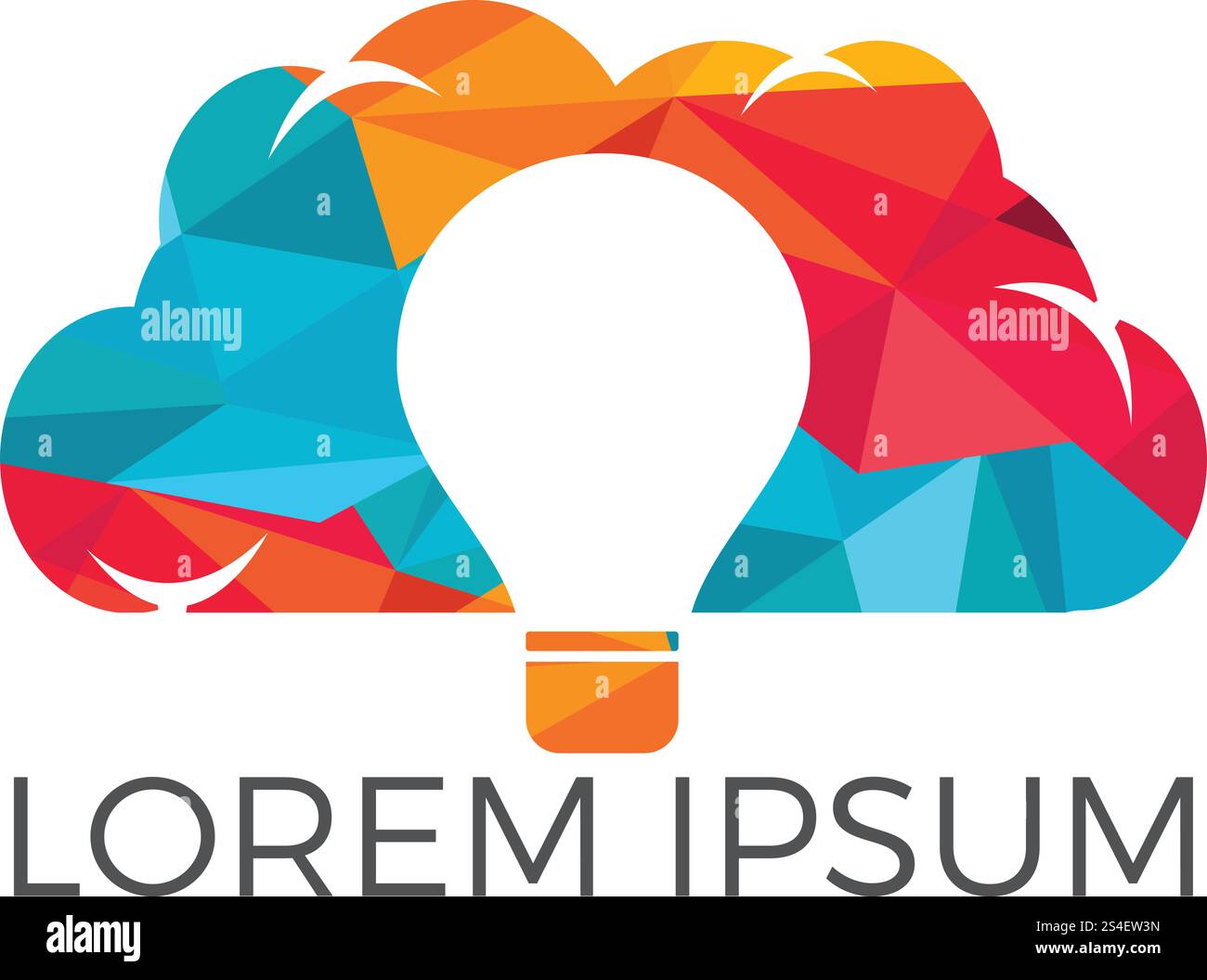 Lightbulb Cloud Logo Design. Idea cloud logo template with an abstract light bulb inside a cloud ...