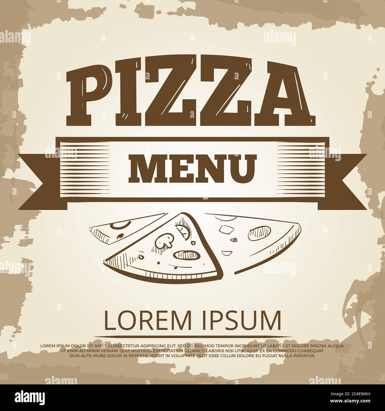 Vintage pizza poster design with hand drawn elements. Vector ...