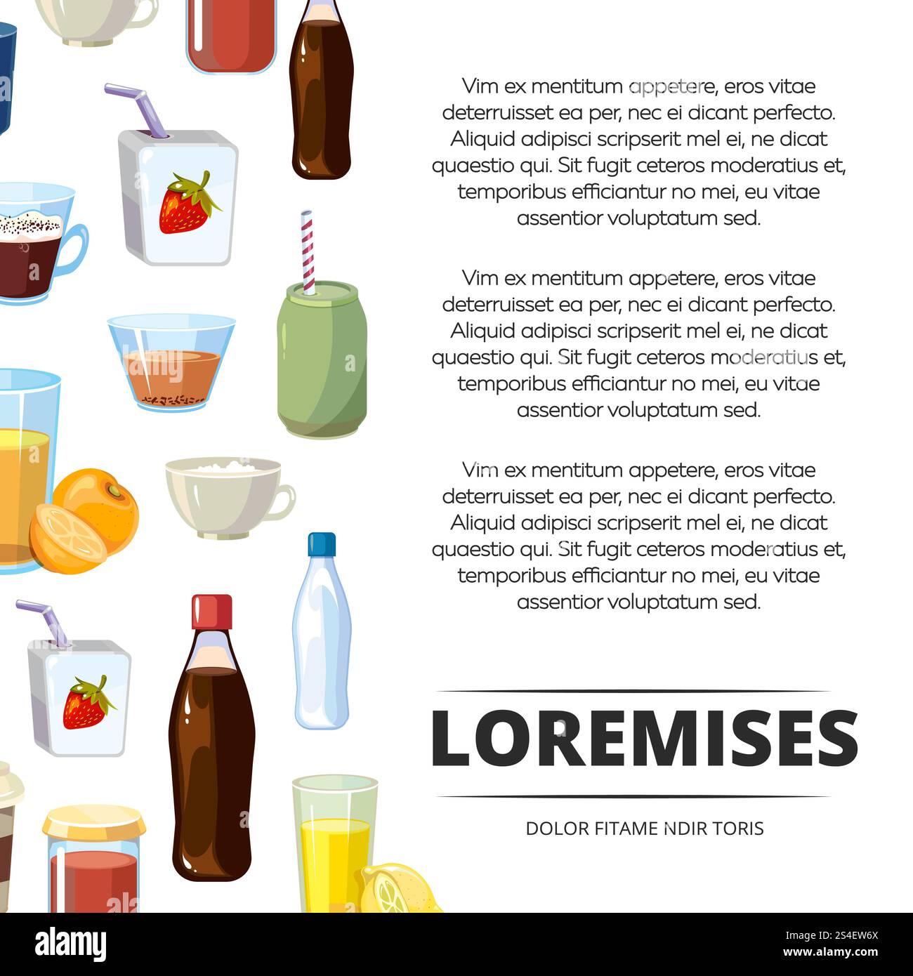 Non-alcoholic cartoon drinks poster design. Freshness non-alcoholic ...