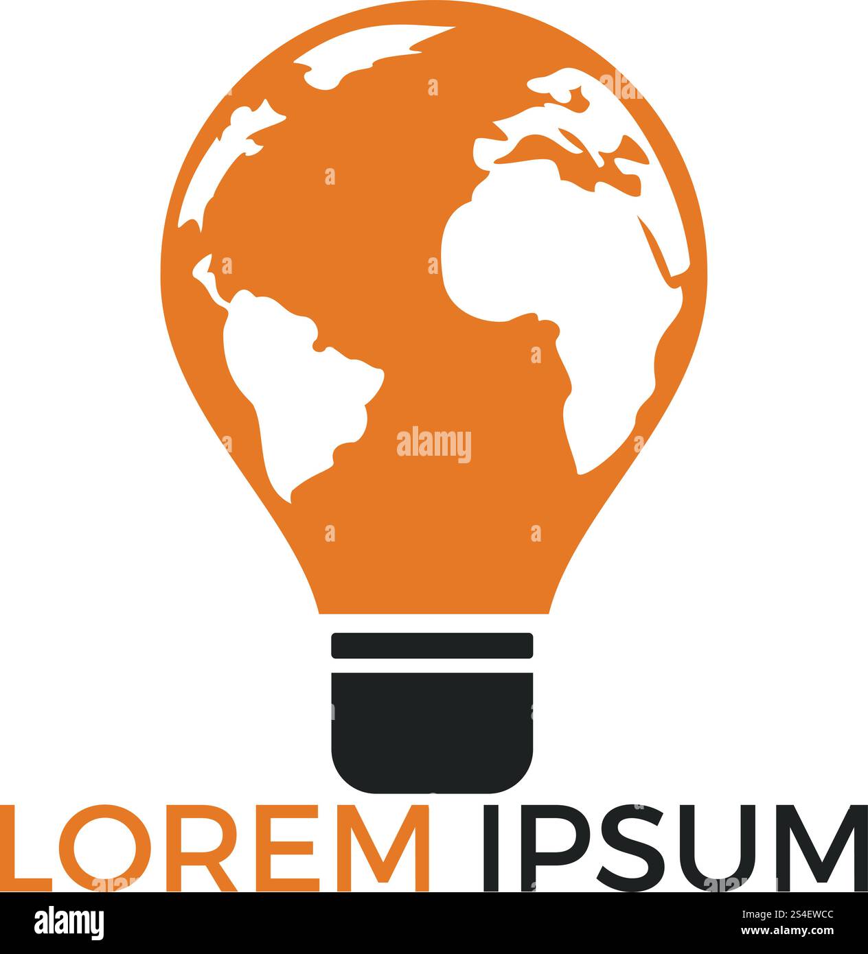 Light bulb with world map logo design. Illustration of an isolated ...