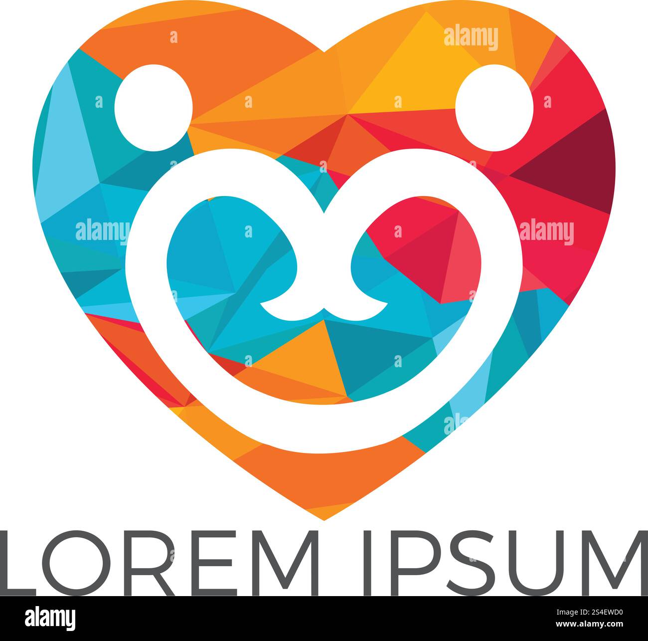 Creative couple and heart logo design. Heart together icon. Couple ...