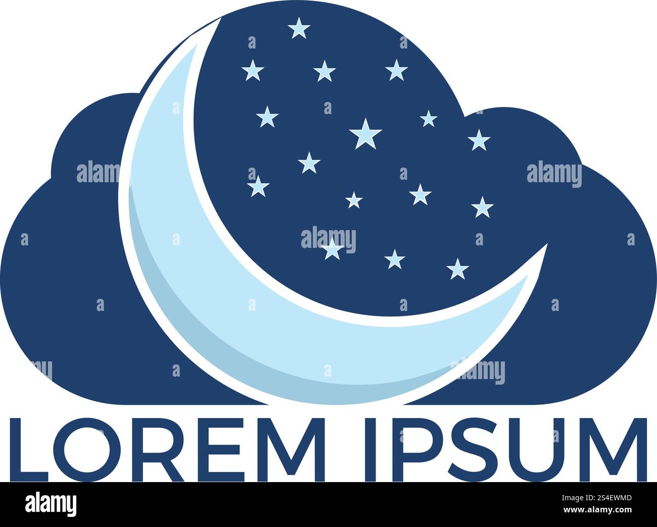 Cloud Night Logo Design. Half moon, stars and cloud vector design Stock ...