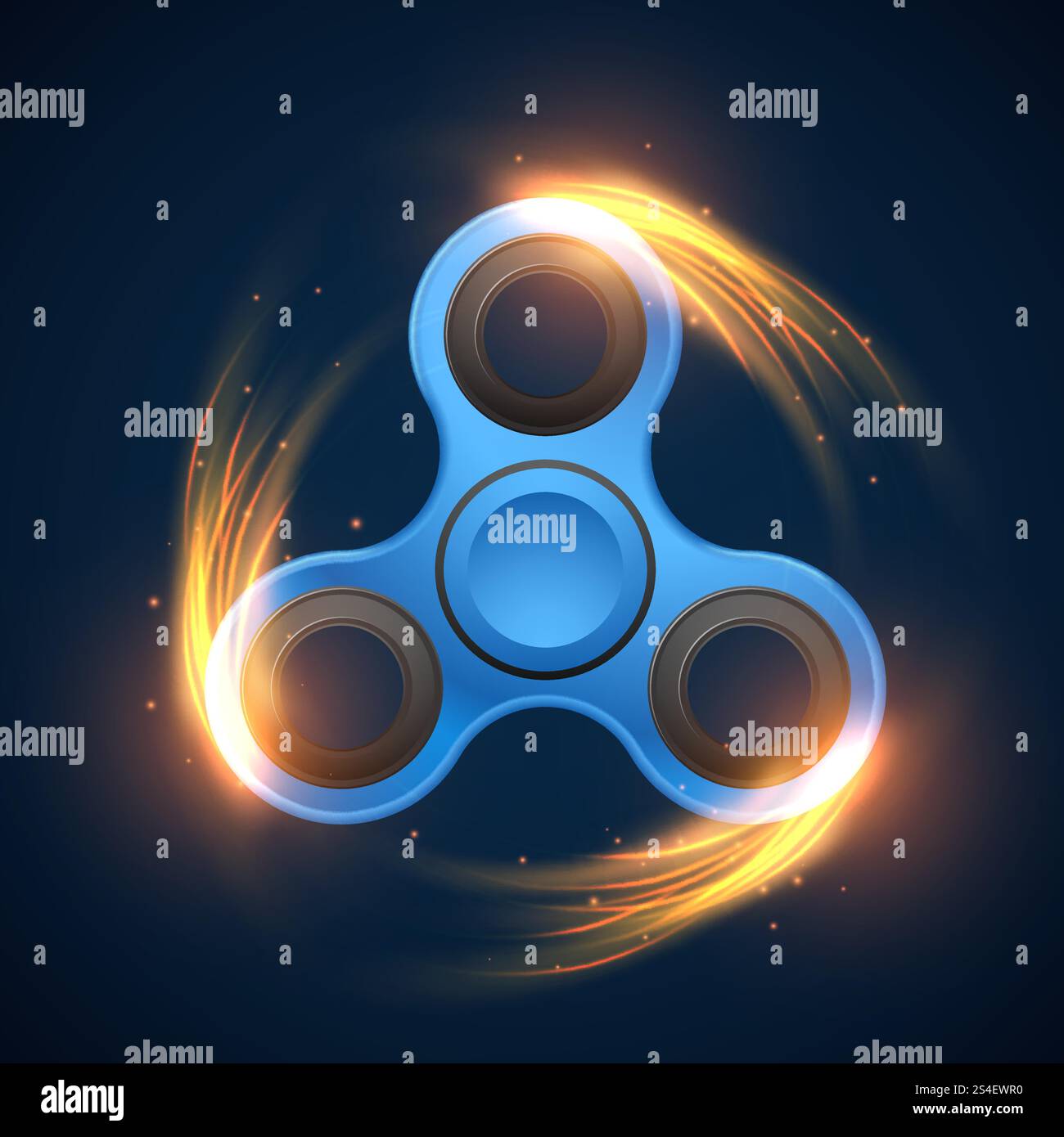 Fidget spinner with neon light spinning effect vector illustration ...