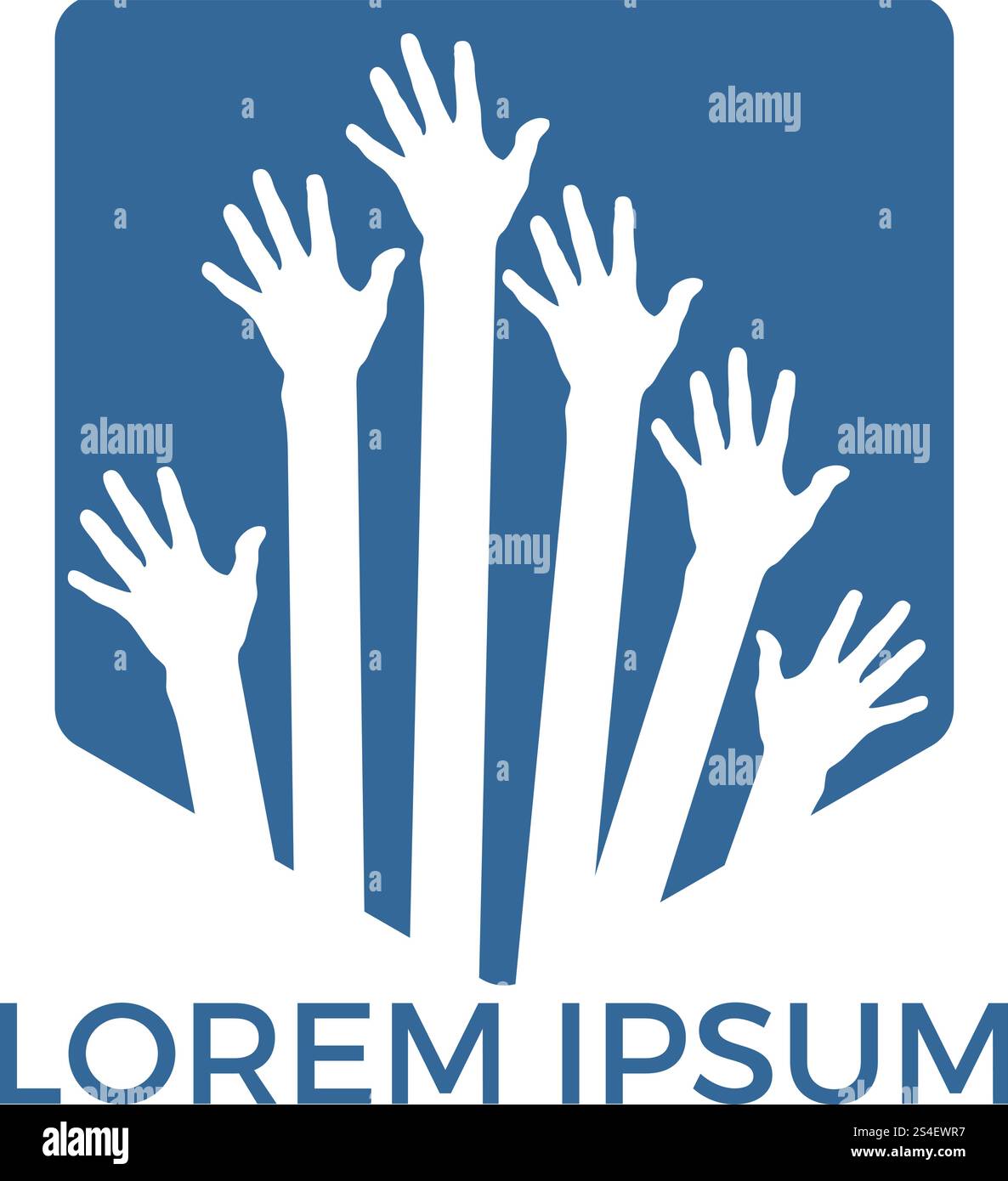 Hand help care logo and symbol vector. Diversity people group raising ...