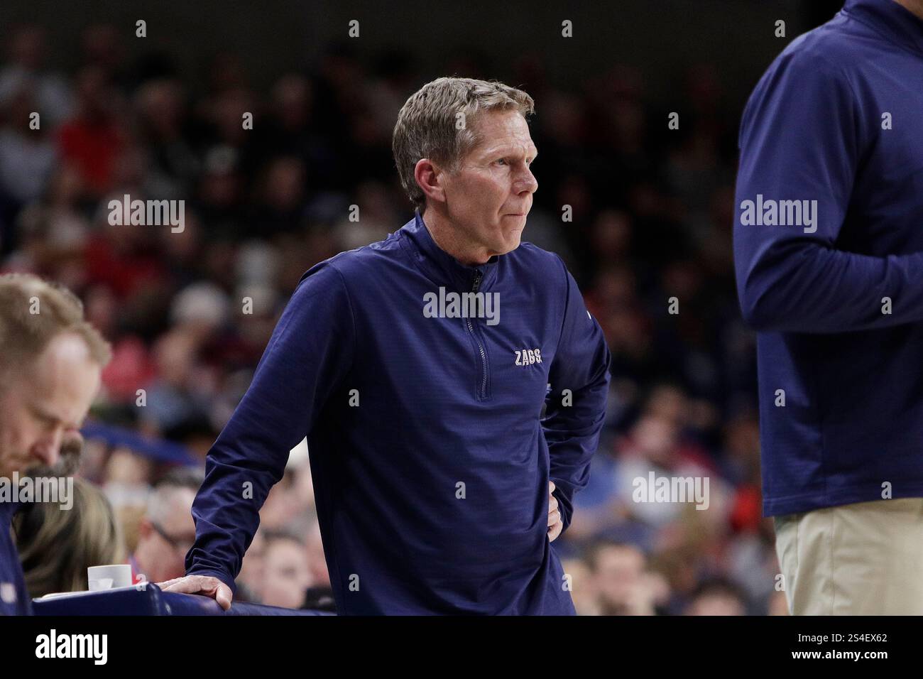 Gonzaga head coach Mark Few watches the second half of an NCAA college ...