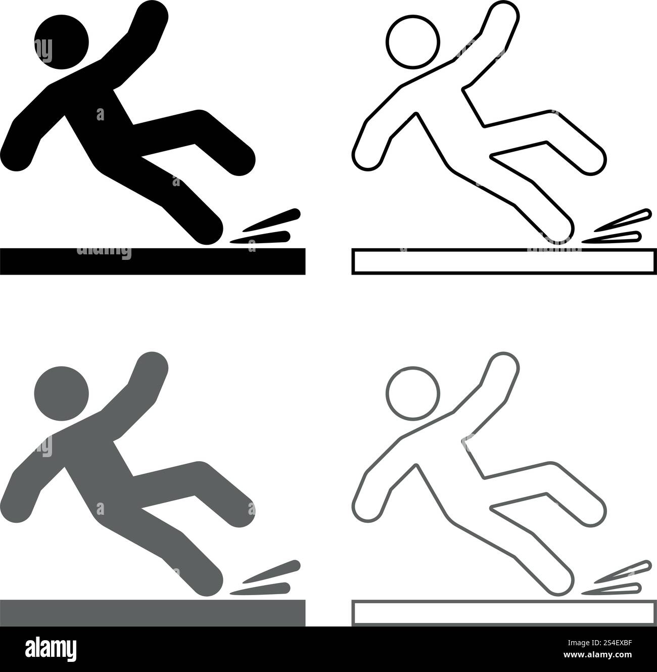 Falling man icon set grey black color vector illustration outline flat ...