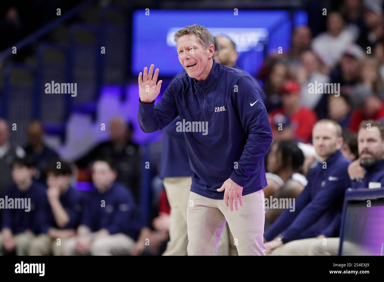 Gonzaga head coach Mark Few directs his team during the second half of ...