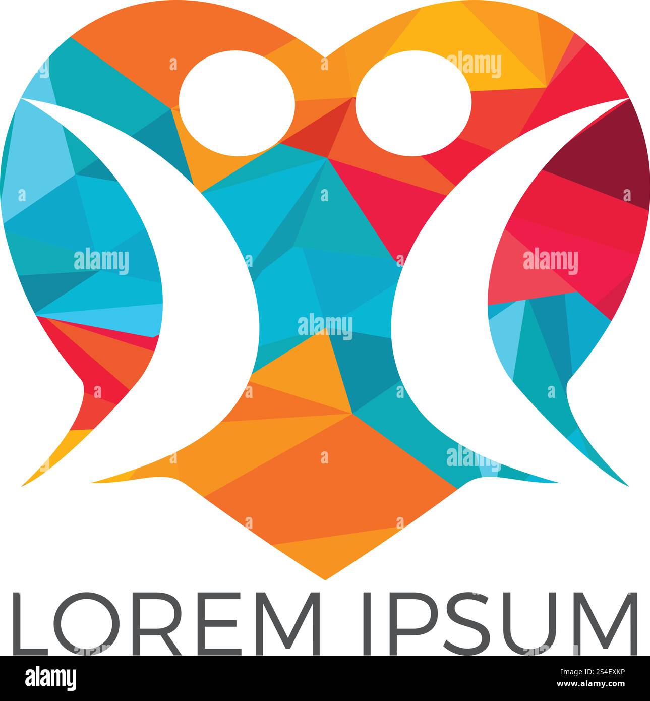 Love heart couple logo design. Vector represents romantic relationship ...