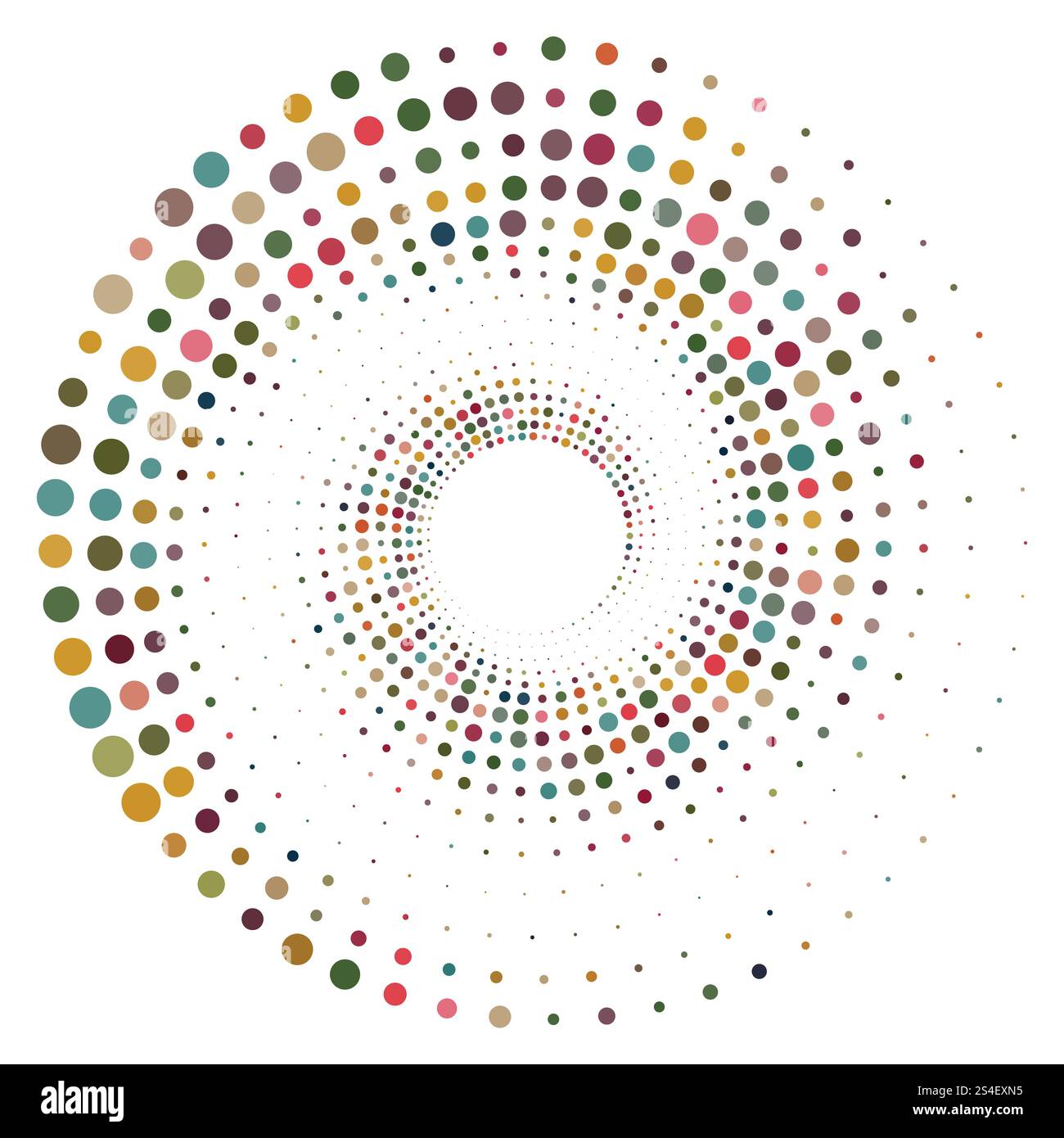 Colorful retro pop art halftone circle. Round dotted texture. Swirl ...
