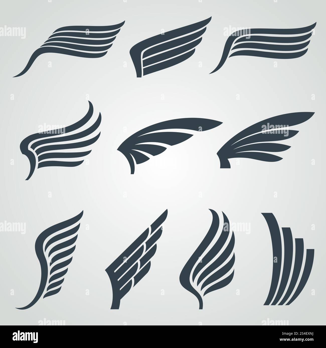 Eagle and angel wings icons. Flight vector heraldic symbols isolated ...