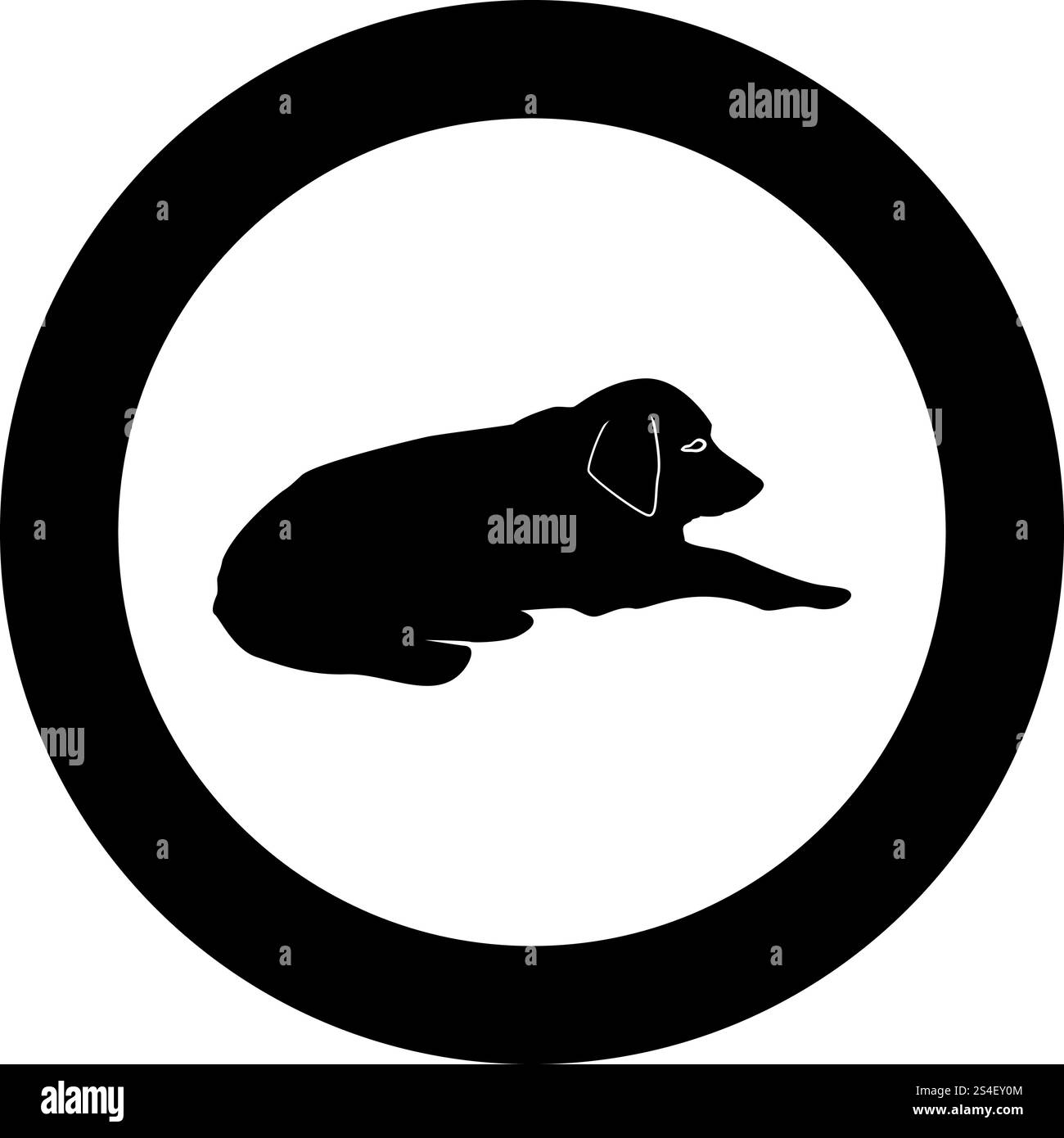 Dog lie on street Pet lying on ground Relaxed doggy icon black color ...
