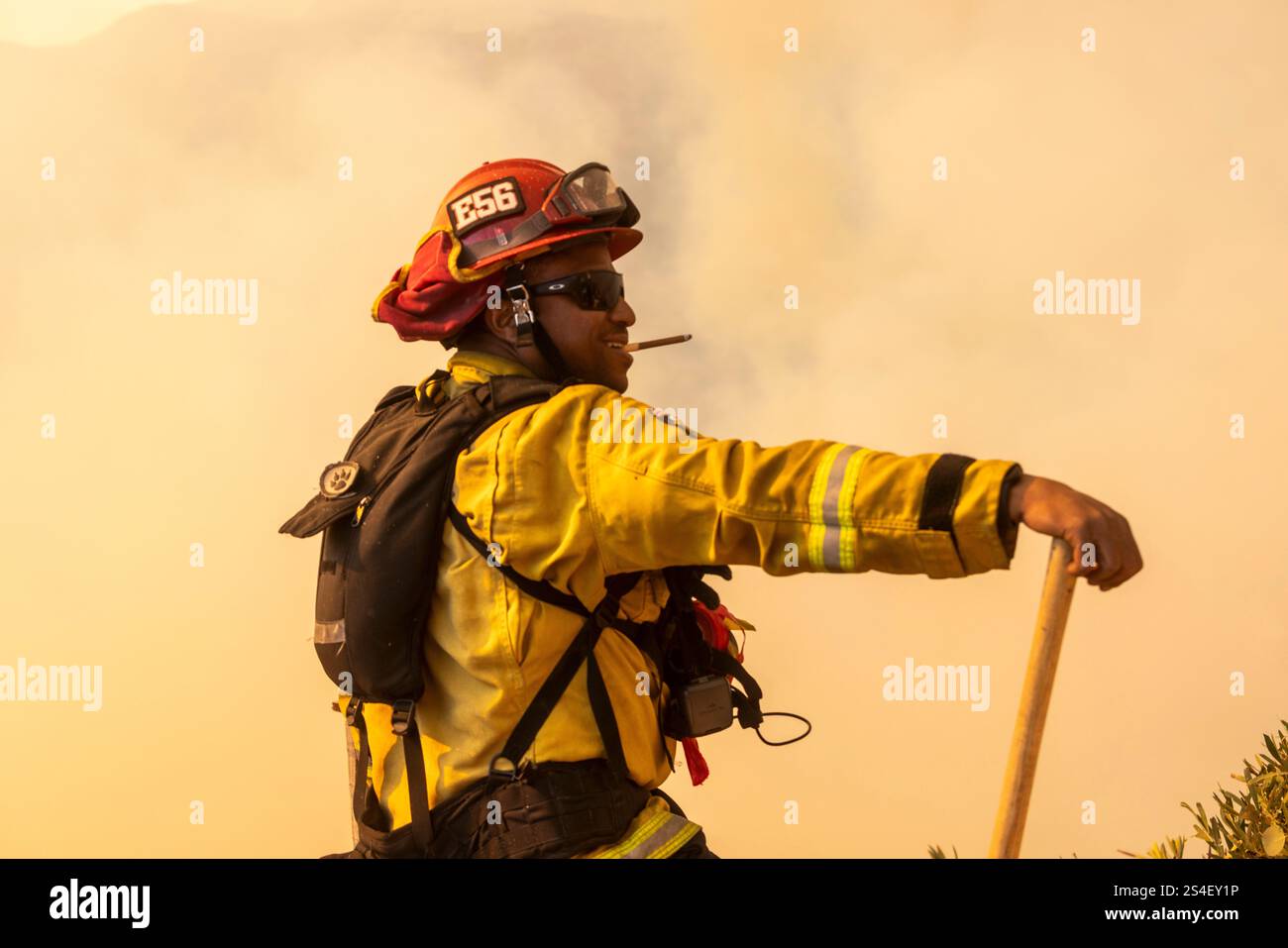 January 11, 2025, Los Angeles, California, USA: A Firefighter who is ...