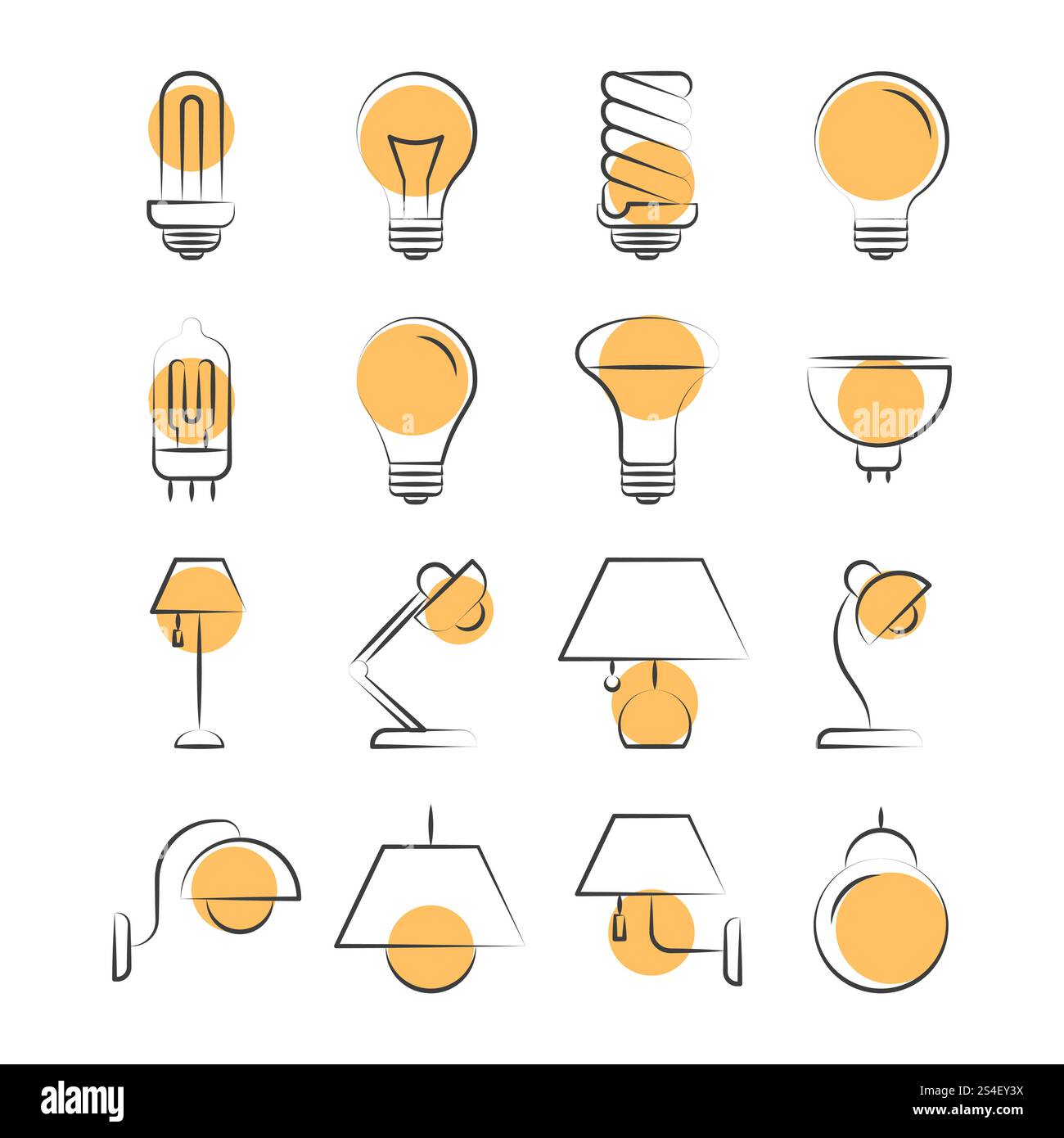 Lamp line icons set isolated on white. Furniture lamp graphic, vector illustration. Lamp line ...