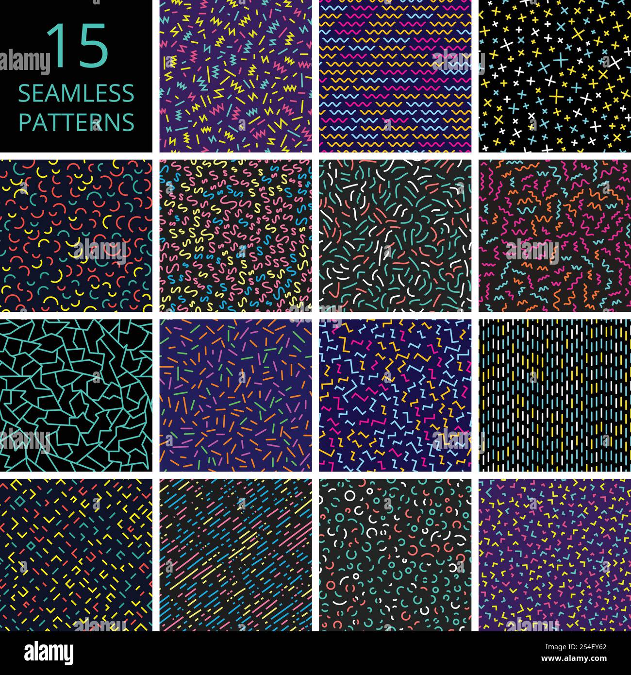 Postmodern fashion memphis color seamless retro backgrounds in 80s and ...