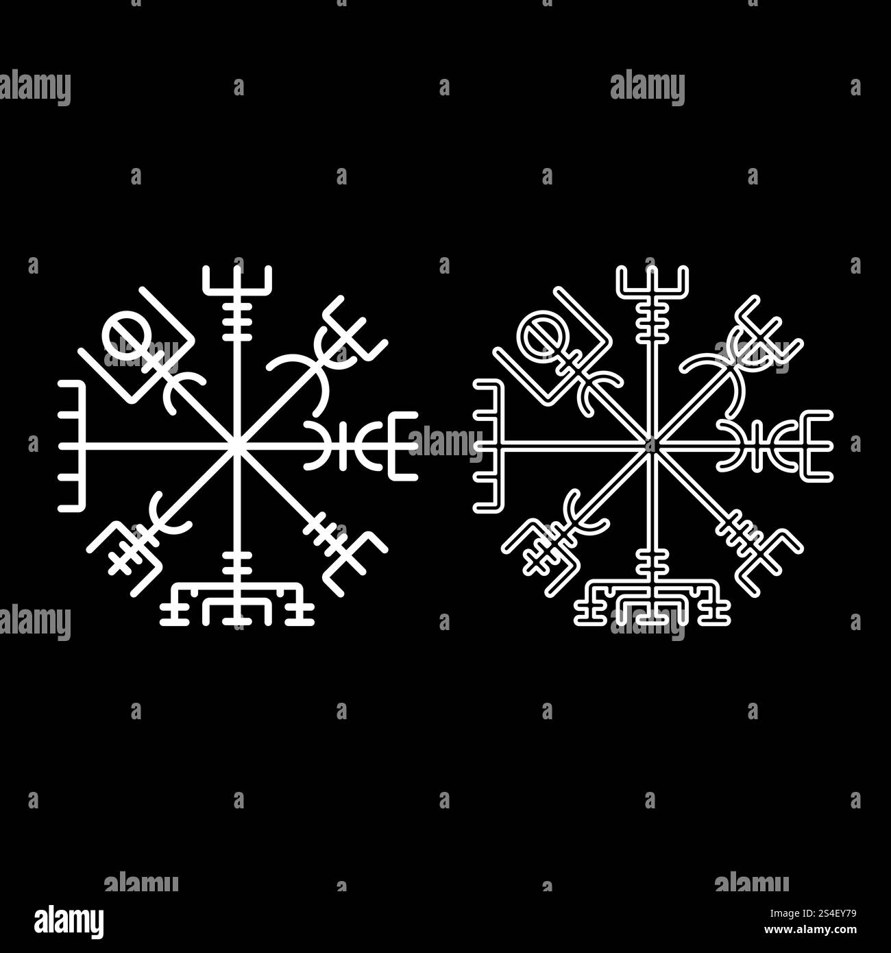 Vegvisir runic compass galdrastav Navigation compass symbol icon set ...