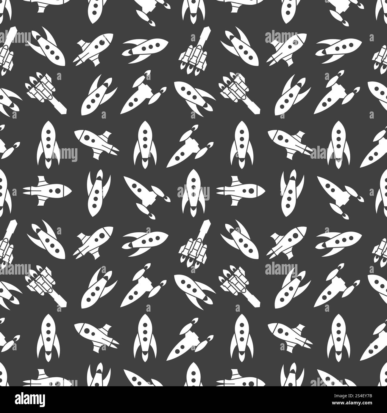 Spaceships and rockets seamless pattern. Shuttle travel in galaxy ...