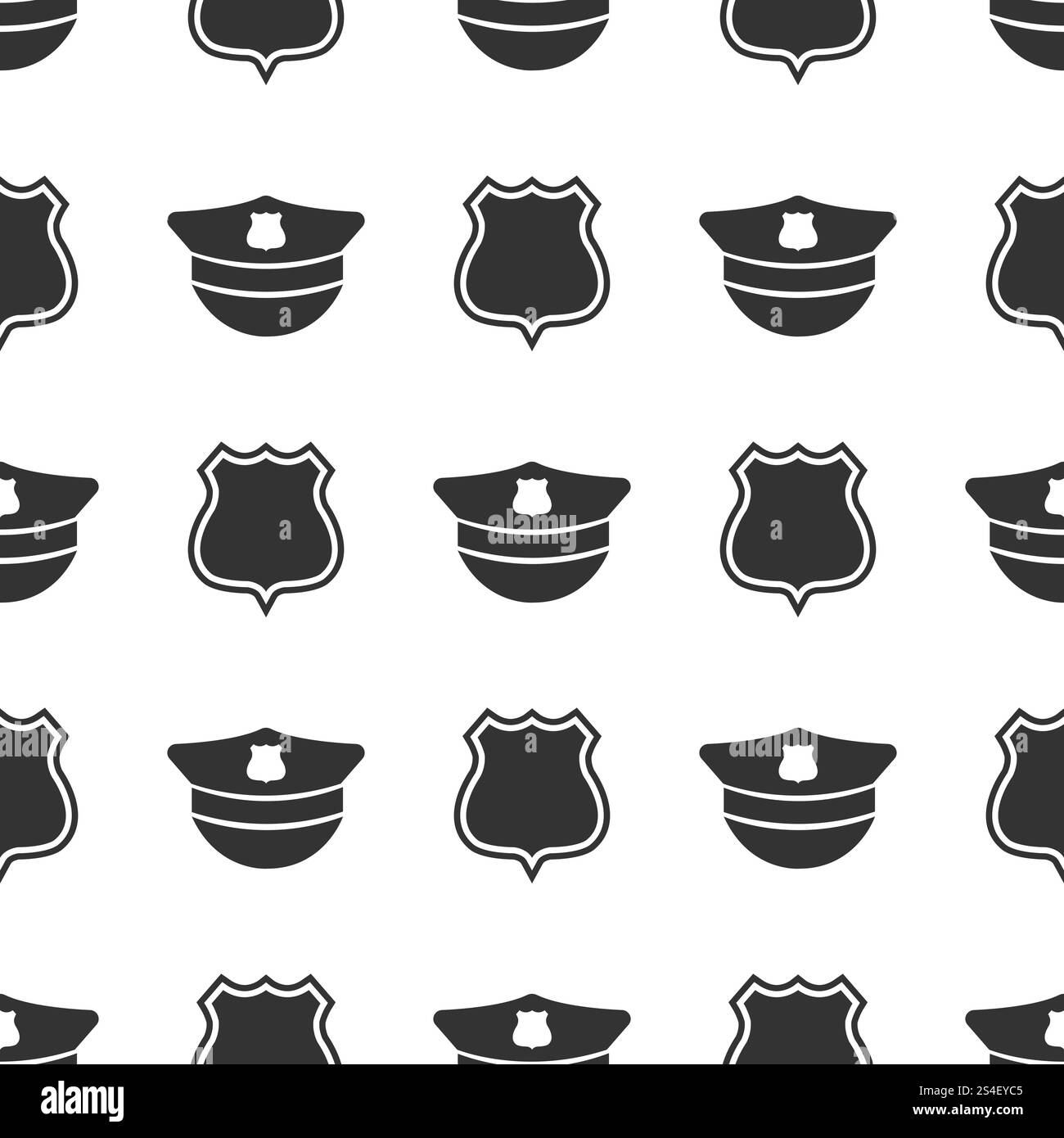 Police seamless pattern with police cap and badge. Police monochrome ...