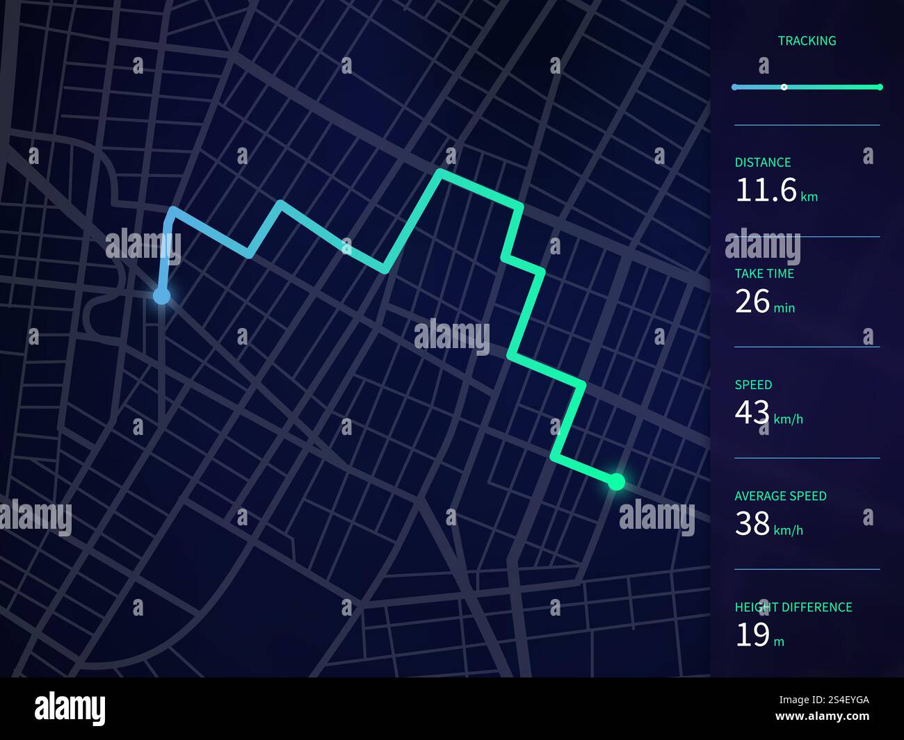 Vector city map with route and data interface for gps navigation and ...