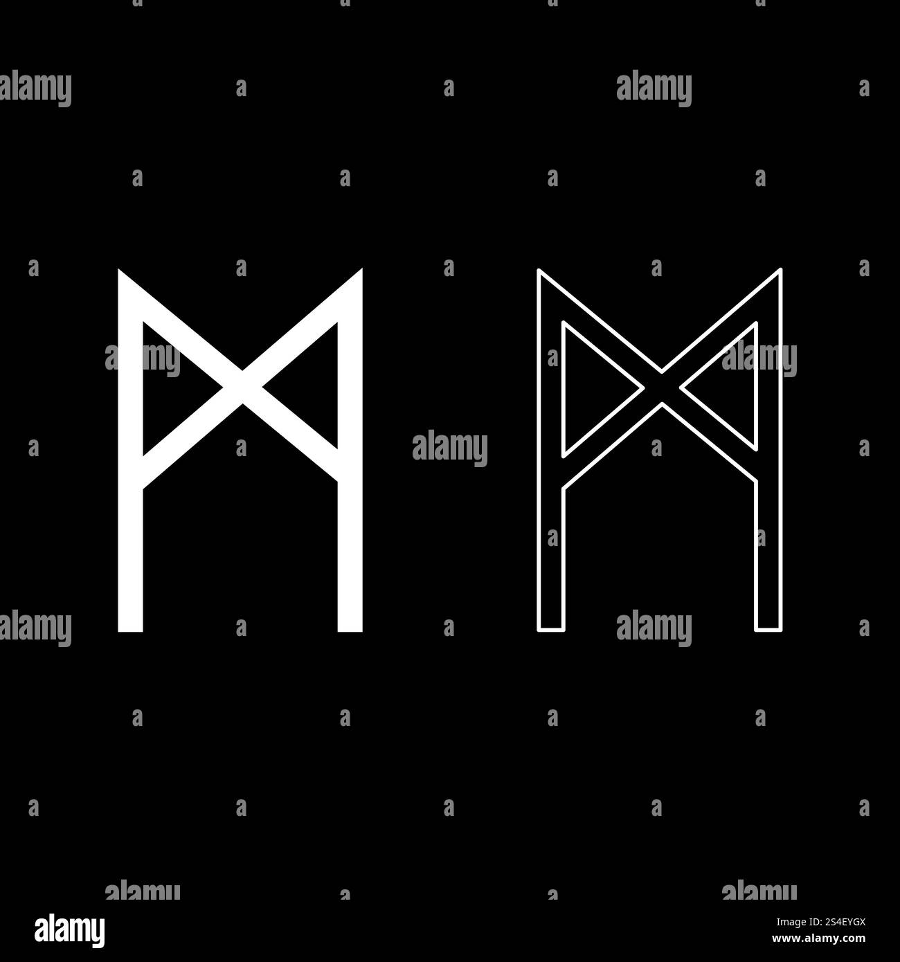 Mannaz rune man human symbol icon set white color illustration flat ...