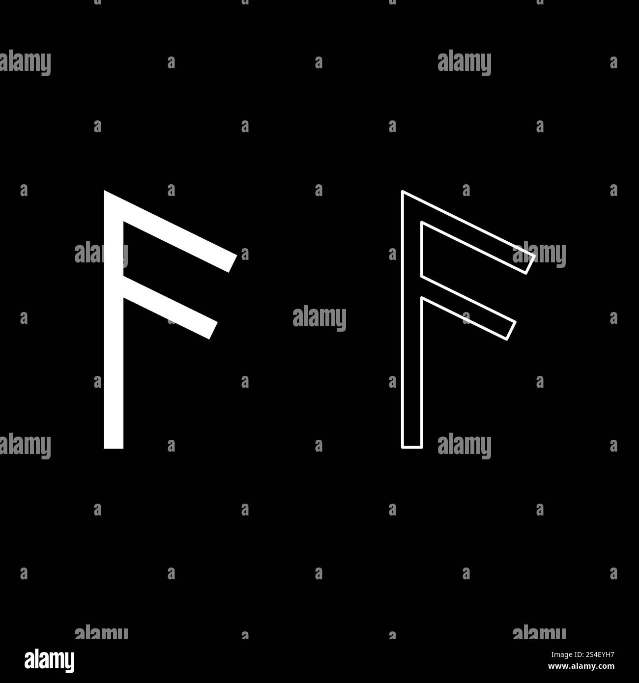 Ancuz rune Asir ash mouth icon set white color illustration flat ...