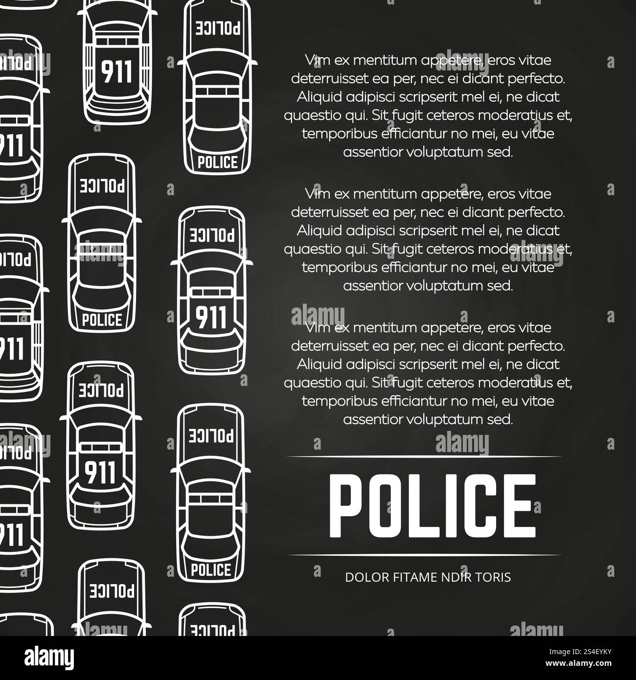 Chalkboard police poster with cars design. Background and banner ...