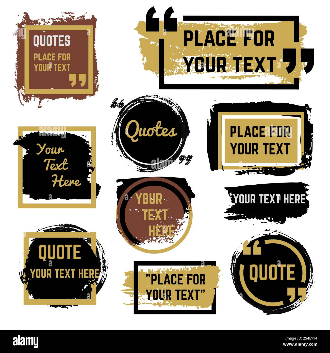 Quotes speech bubbles with frames and distressed rough brush texture ...