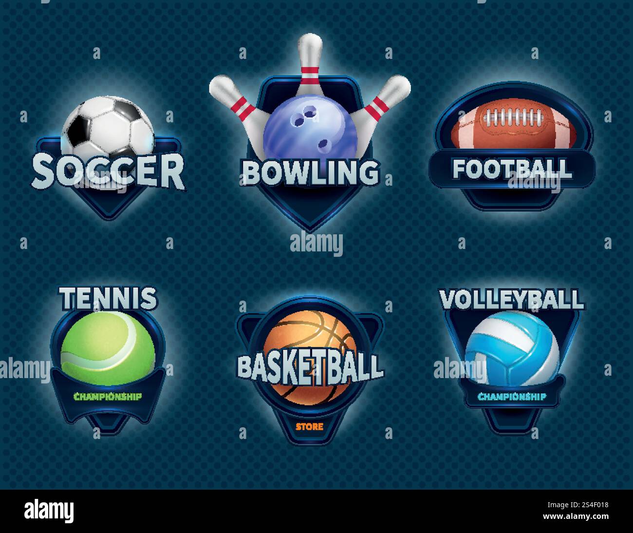 Sports balls vector labels and sport team emblems. Sport ball ...