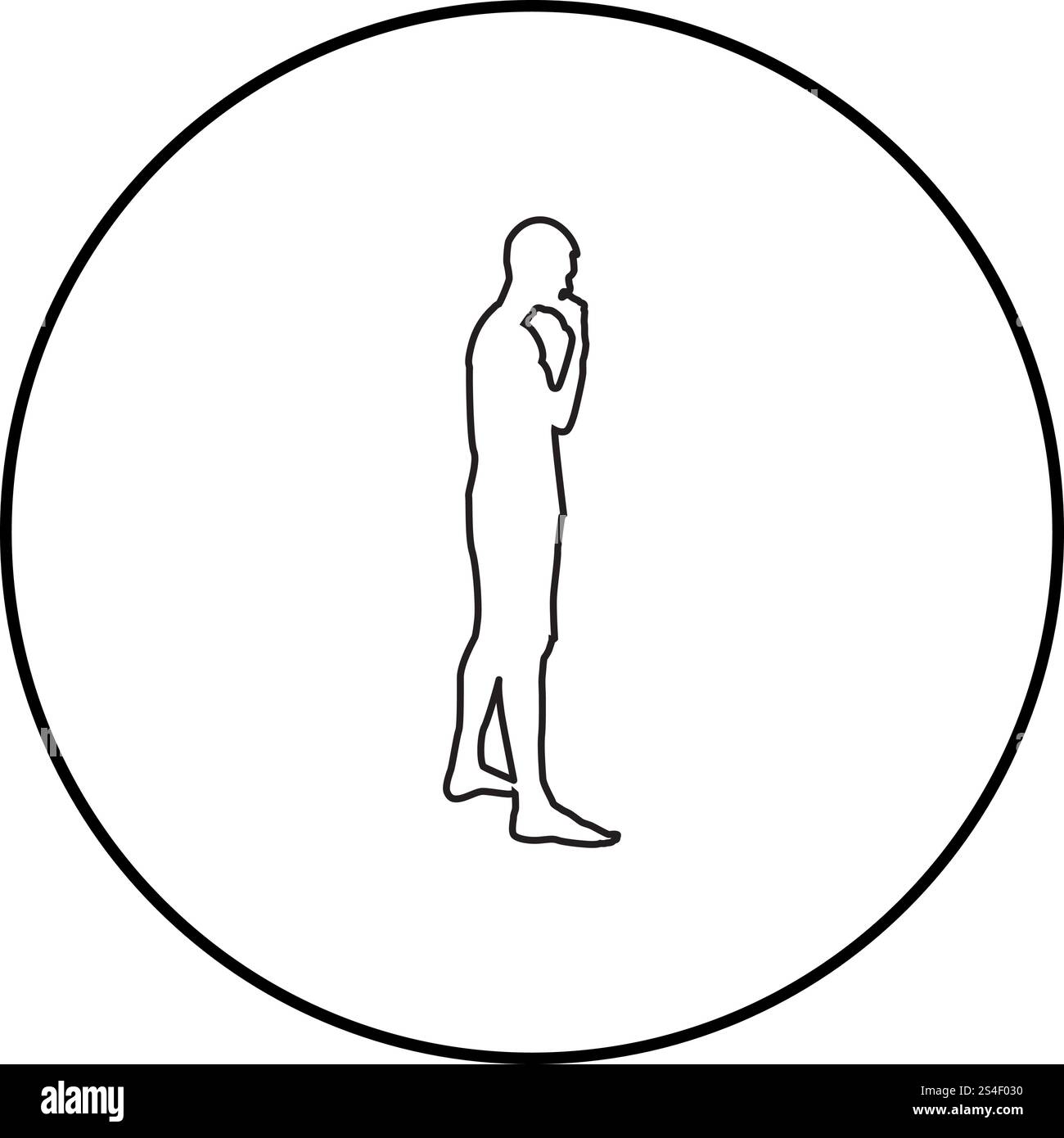 Thinking man standing silhouette Pensive person side view icon black ...