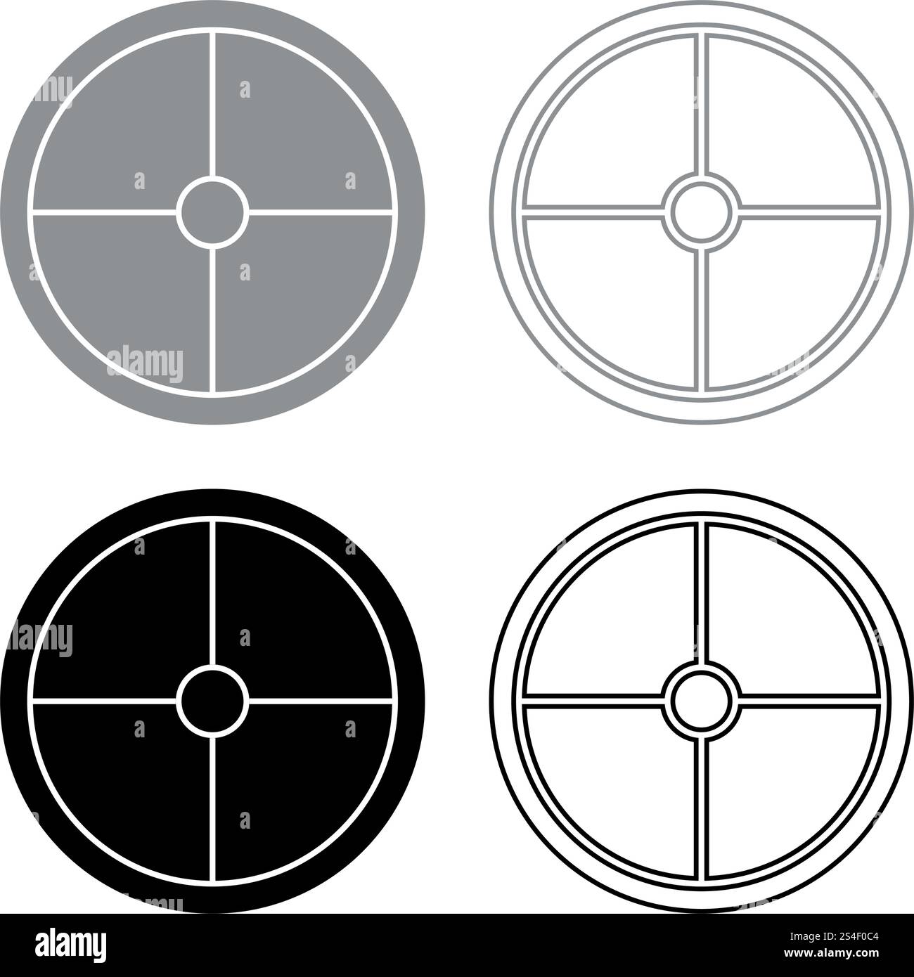 Viking shield icon set grey black color vector illustration outline ...