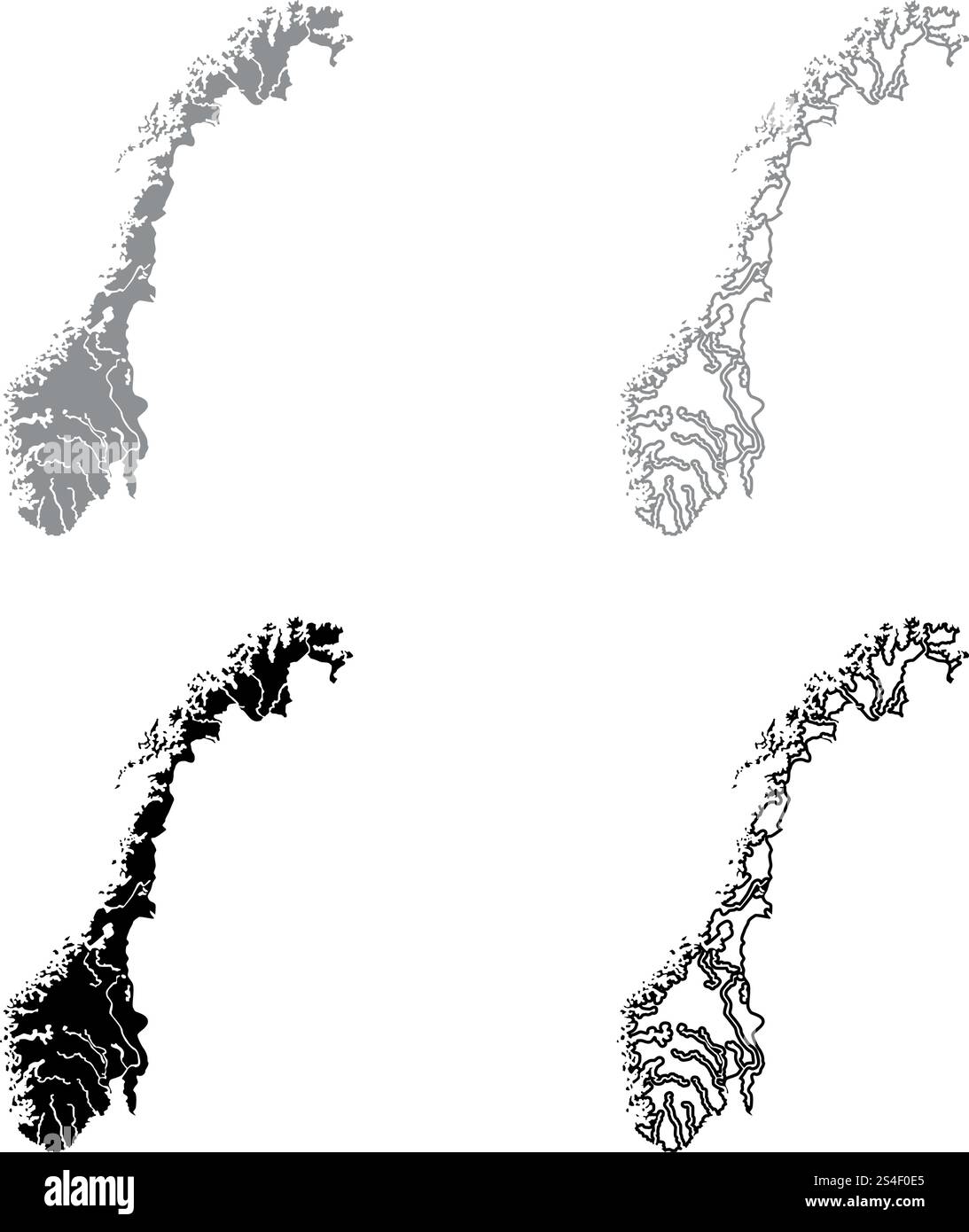 Map of Norway icon set grey black color vector illustration outline ...