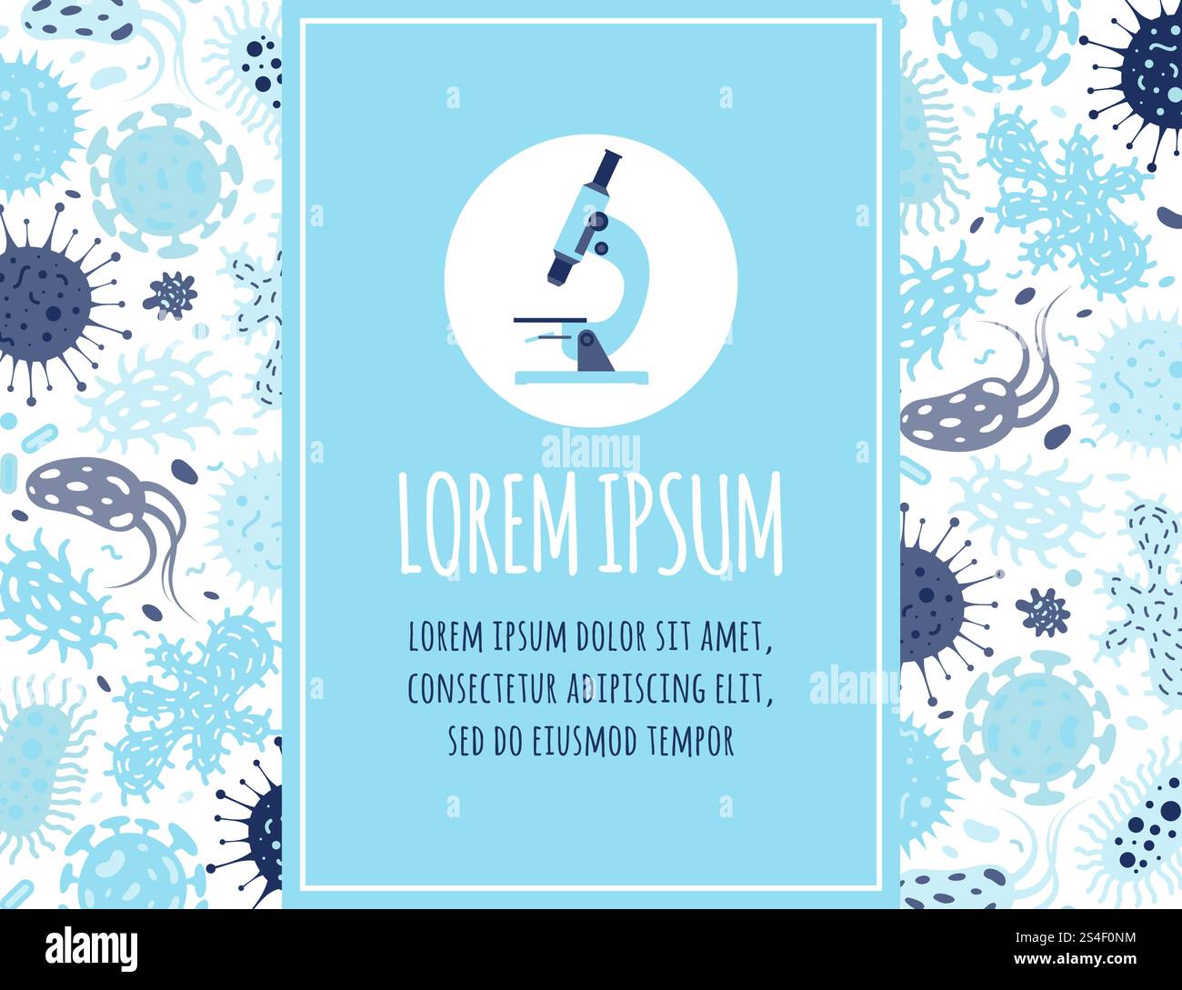 Vector illustration of microscope and germs pattern. Microbiology ...