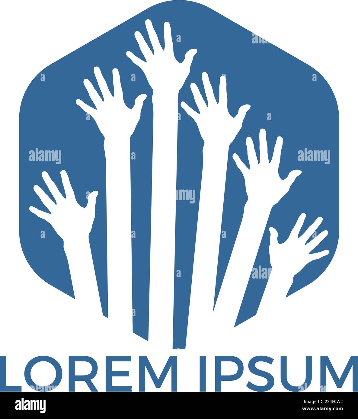 Hand help care logo and symbol vector. Diversity people group raising ...