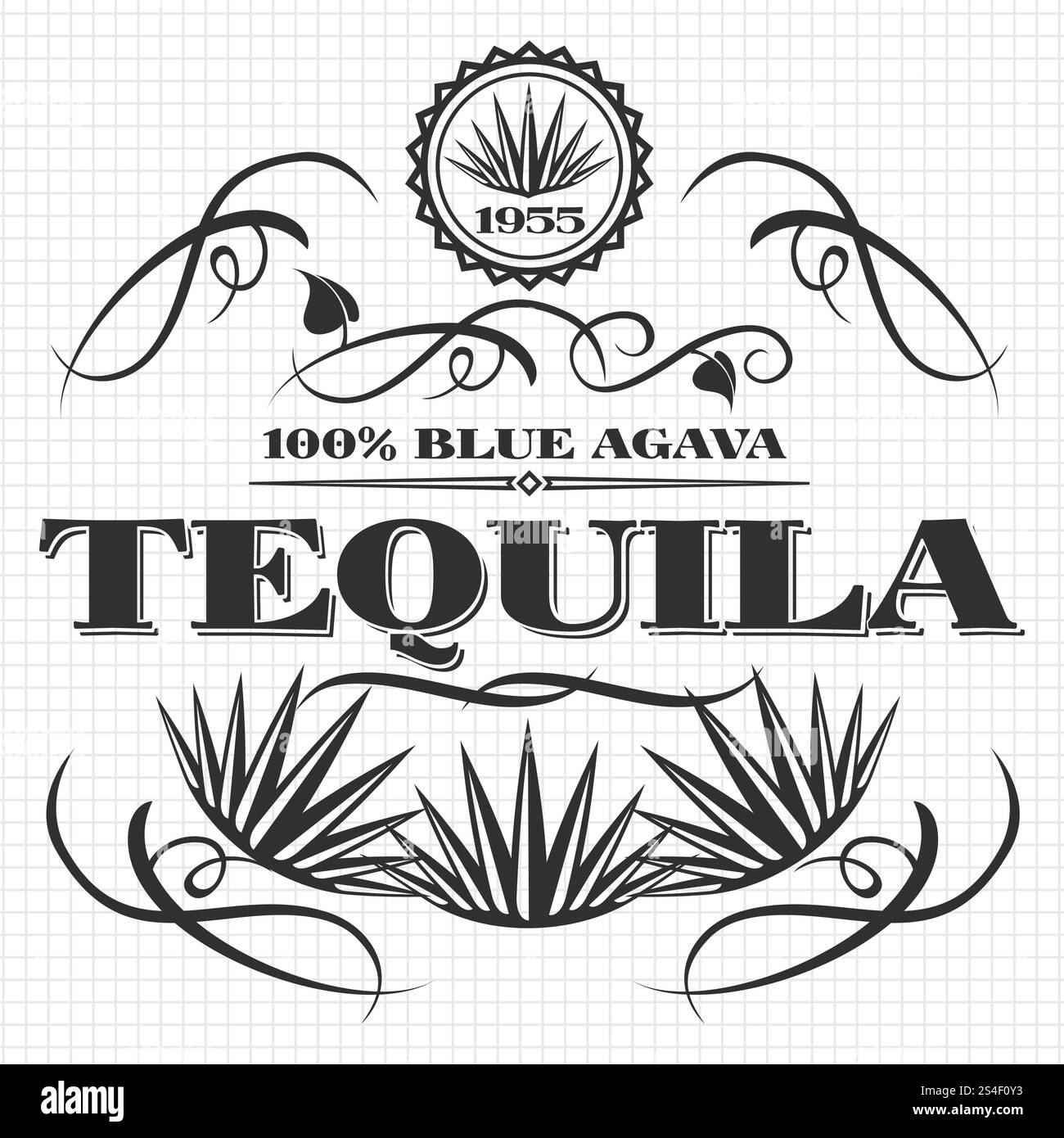 Alcohol drink tequila banner design on notebook page. Vector ...