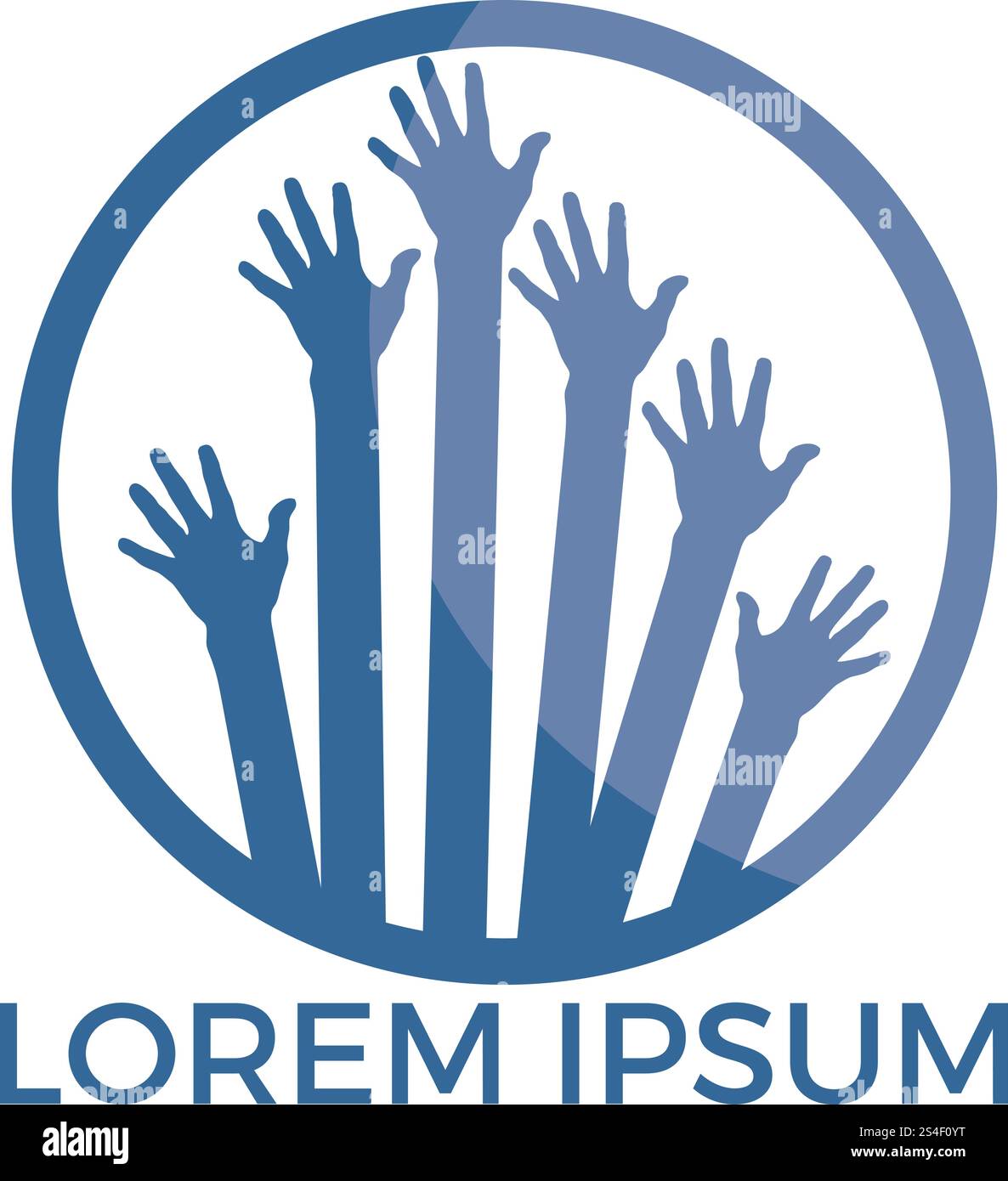 Hand help care logo and symbol vector. Diversity people group raising ...