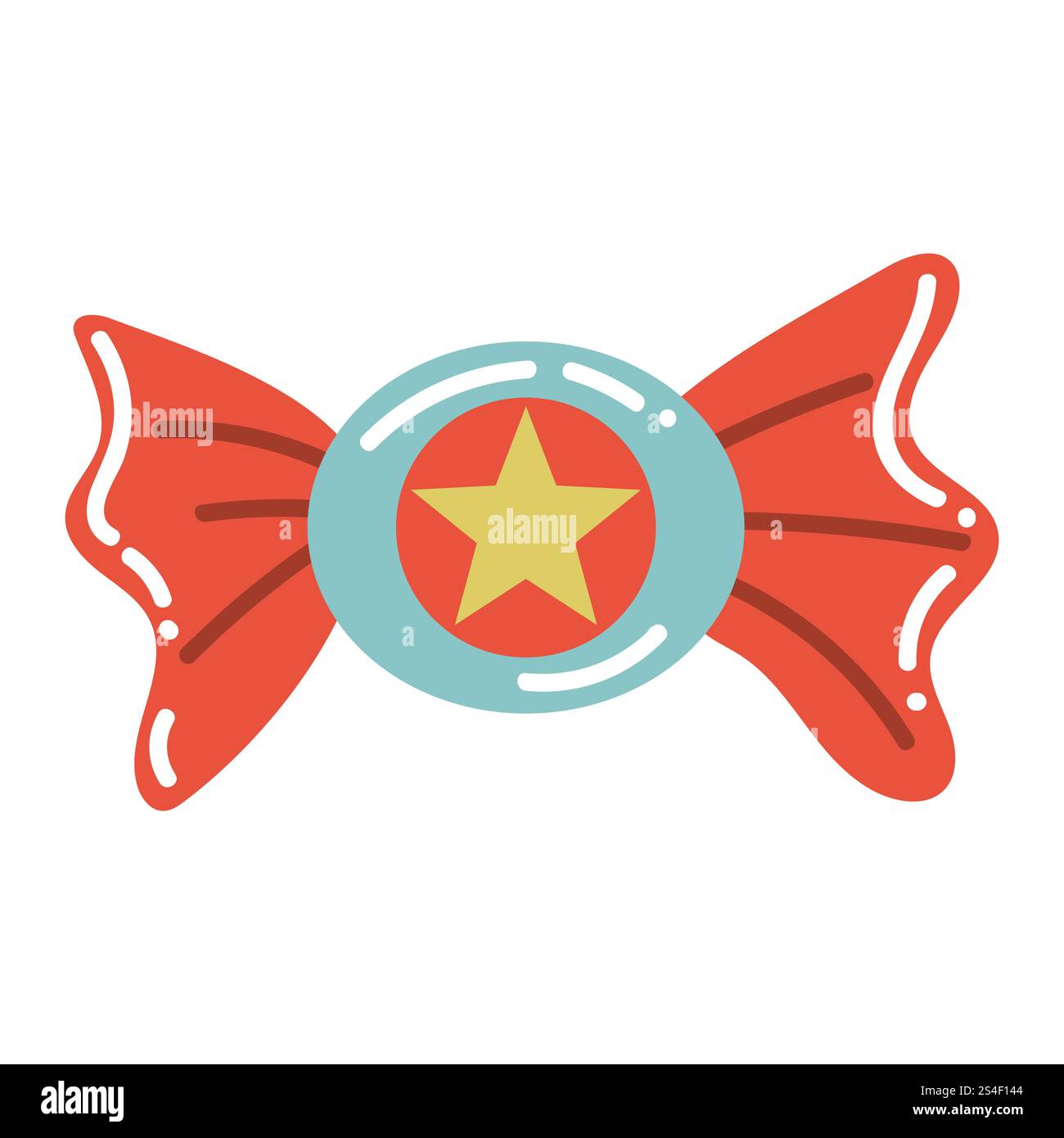 Cute cartoon candy in the wrapping paper with star in flat style. Merry ...