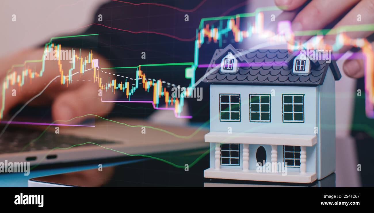 Abstract conceptual representation of real estate market trends with ...