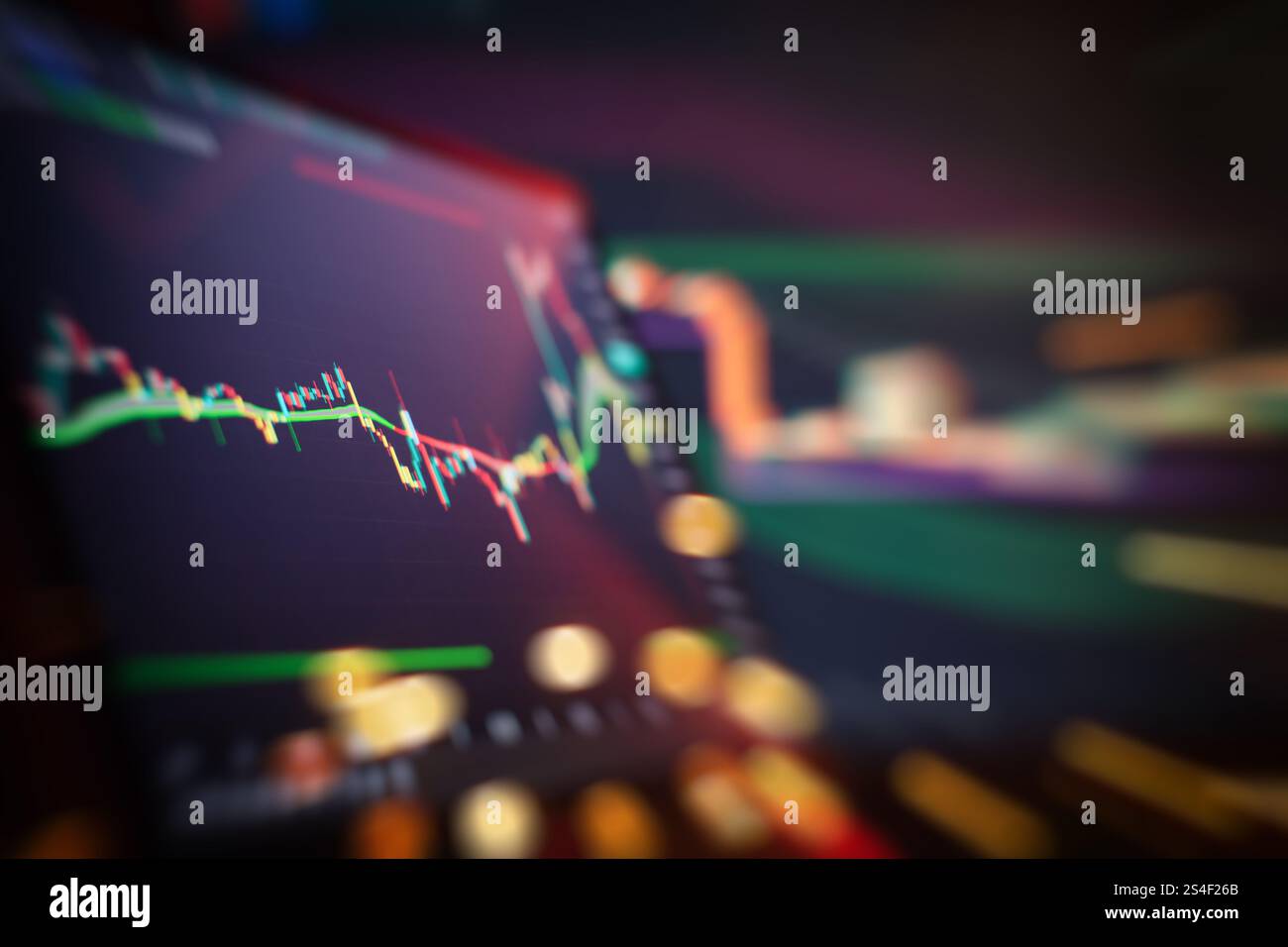 Abstract financial trading interface with dynamic stock market ...