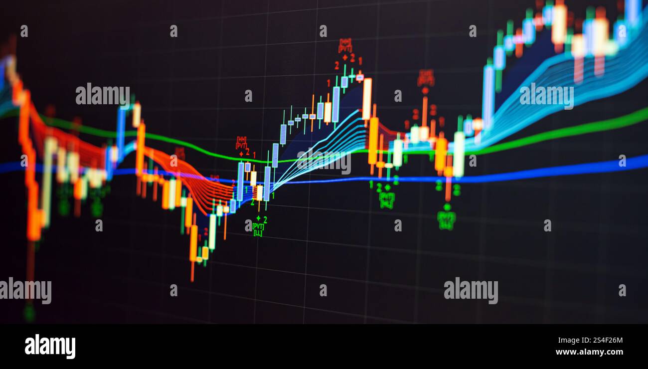 Abstract financial trading interface with dynamic stock market ...