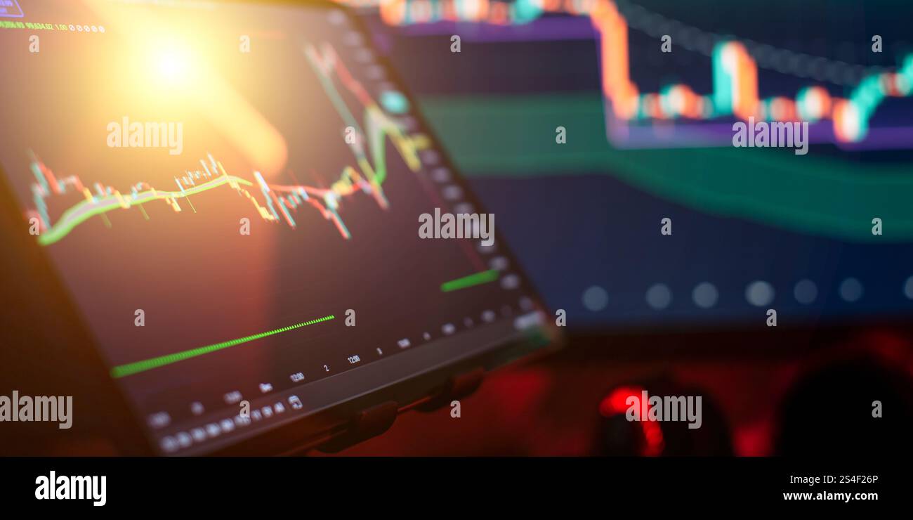 Abstract financial trading interface with dynamic stock market ...