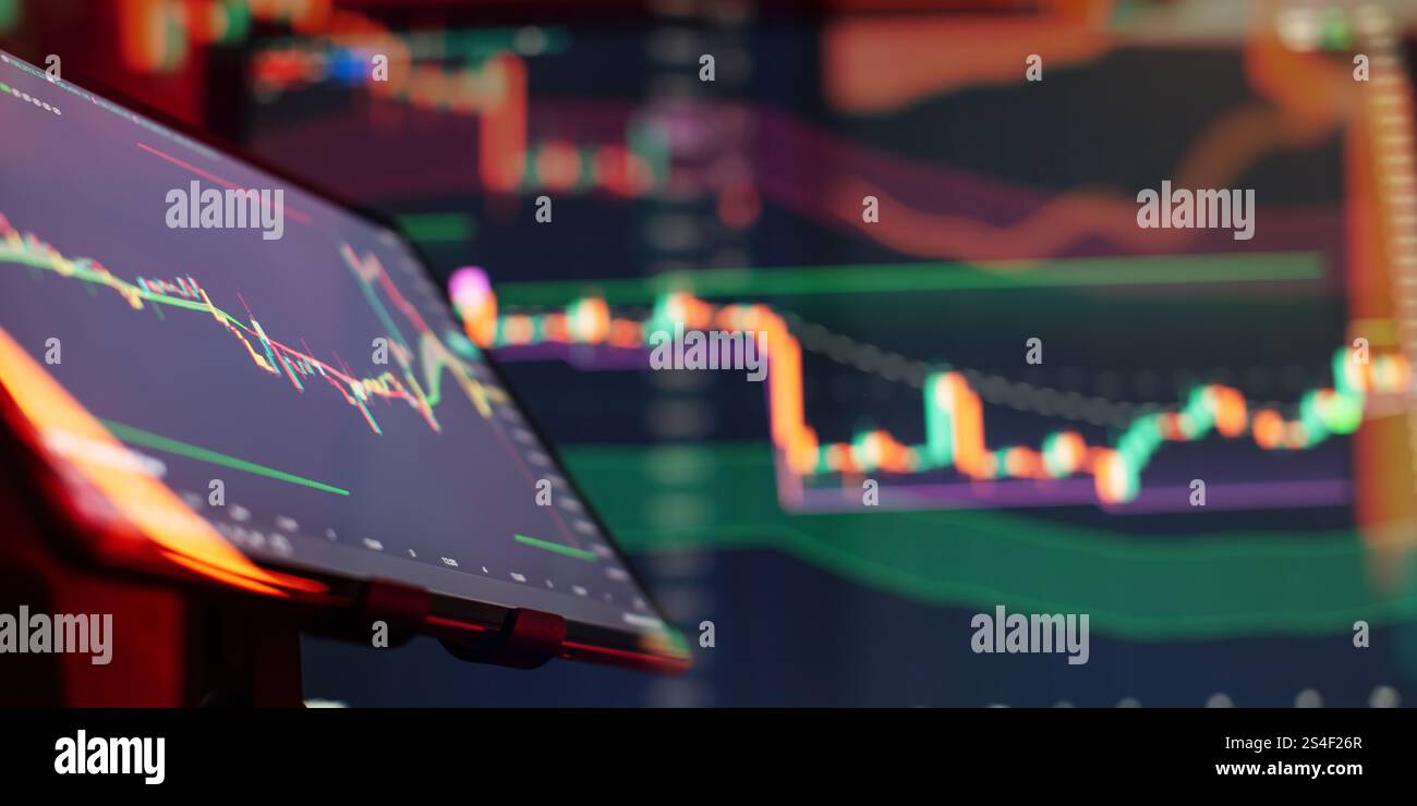 Abstract financial trading interface with dynamic stock market ...