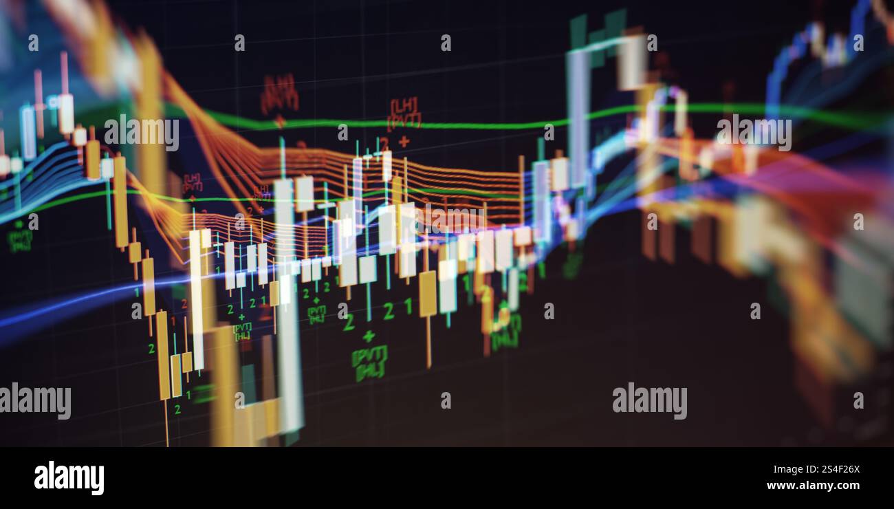Abstract financial trading interface with dynamic stock market ...