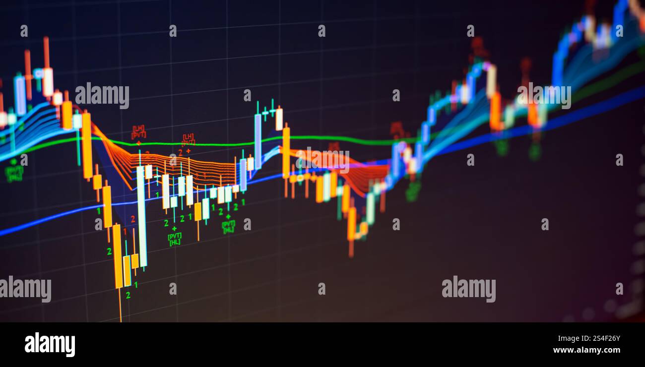 Abstract financial trading interface with dynamic stock market ...