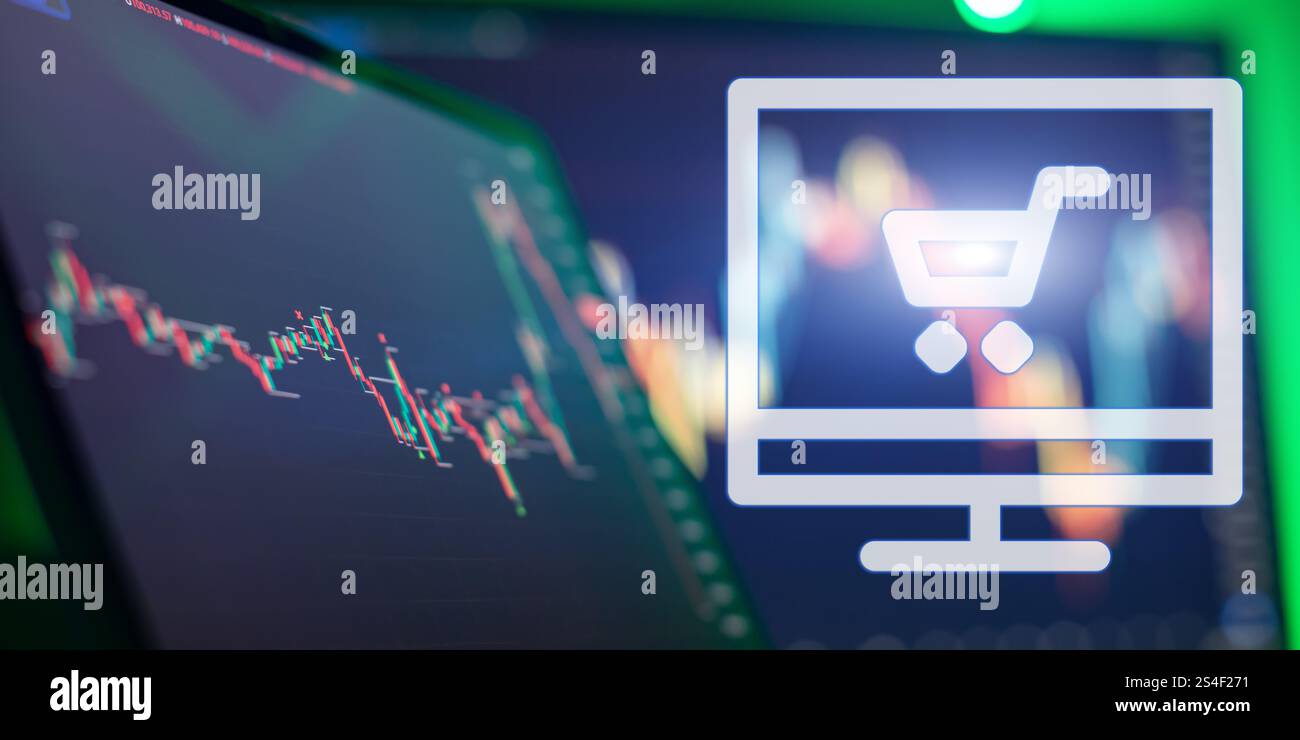 Abstract financial trading screen with stock market candlestick chart ...