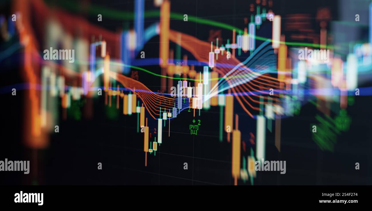 Abstract financial trading interface with dynamic stock market ...