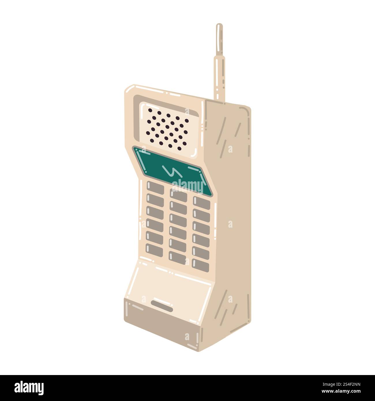 Cartoon retro cell phone from 90s years in flat style. Retro mobile ...