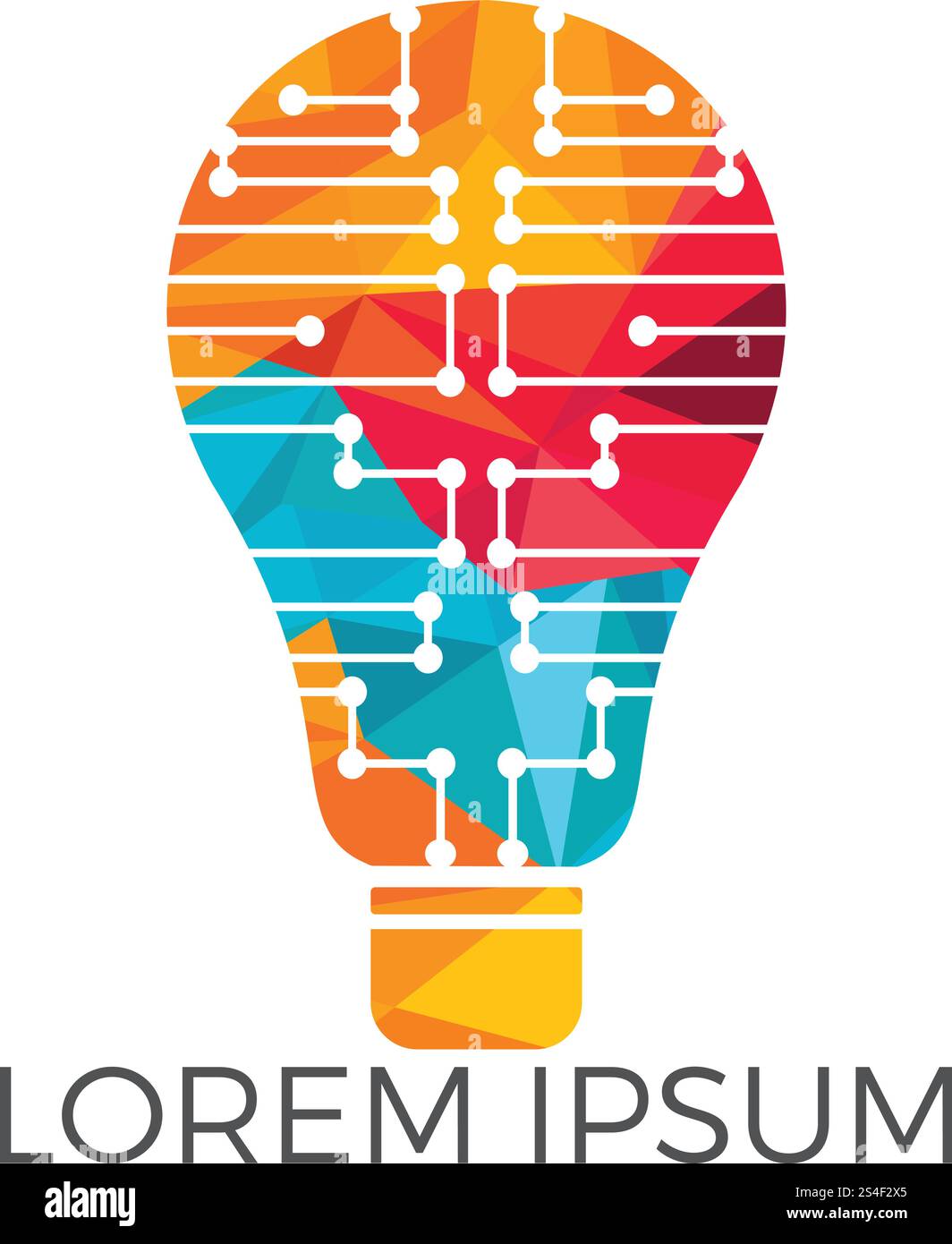 Bulb lamp and networking technology logo design. Innovation idea tech ...
