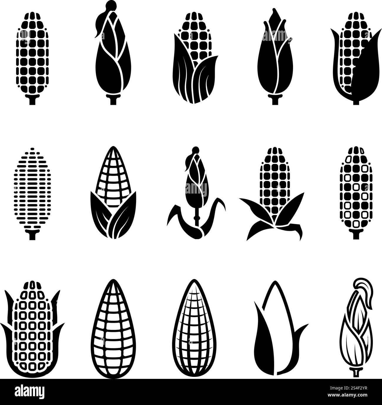 Fresh corn harvest vector icons set. Maize corn, illustration of fresh ...