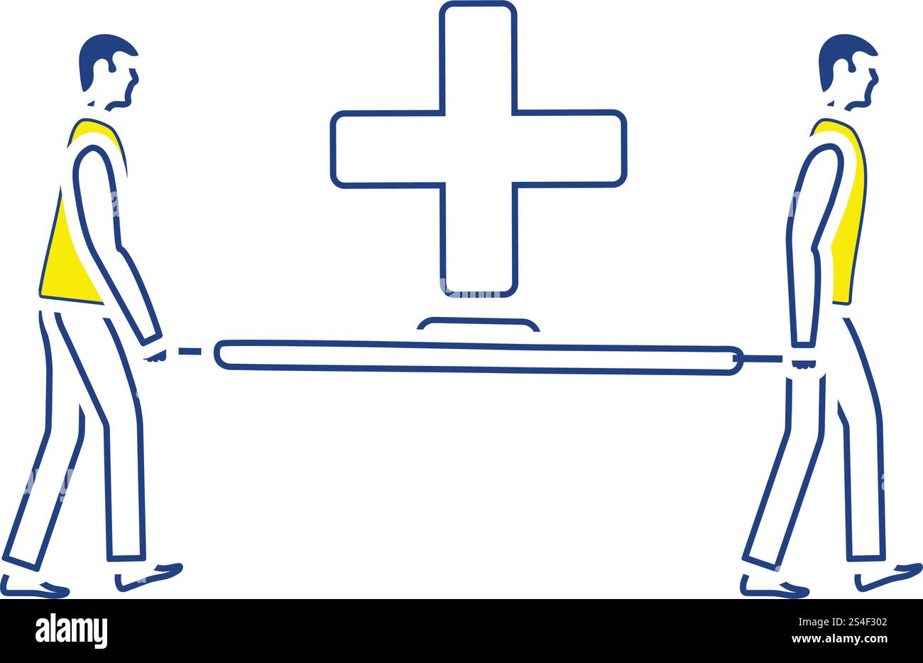 Icon of football medical staff carrying stretcher. Thin line design ...