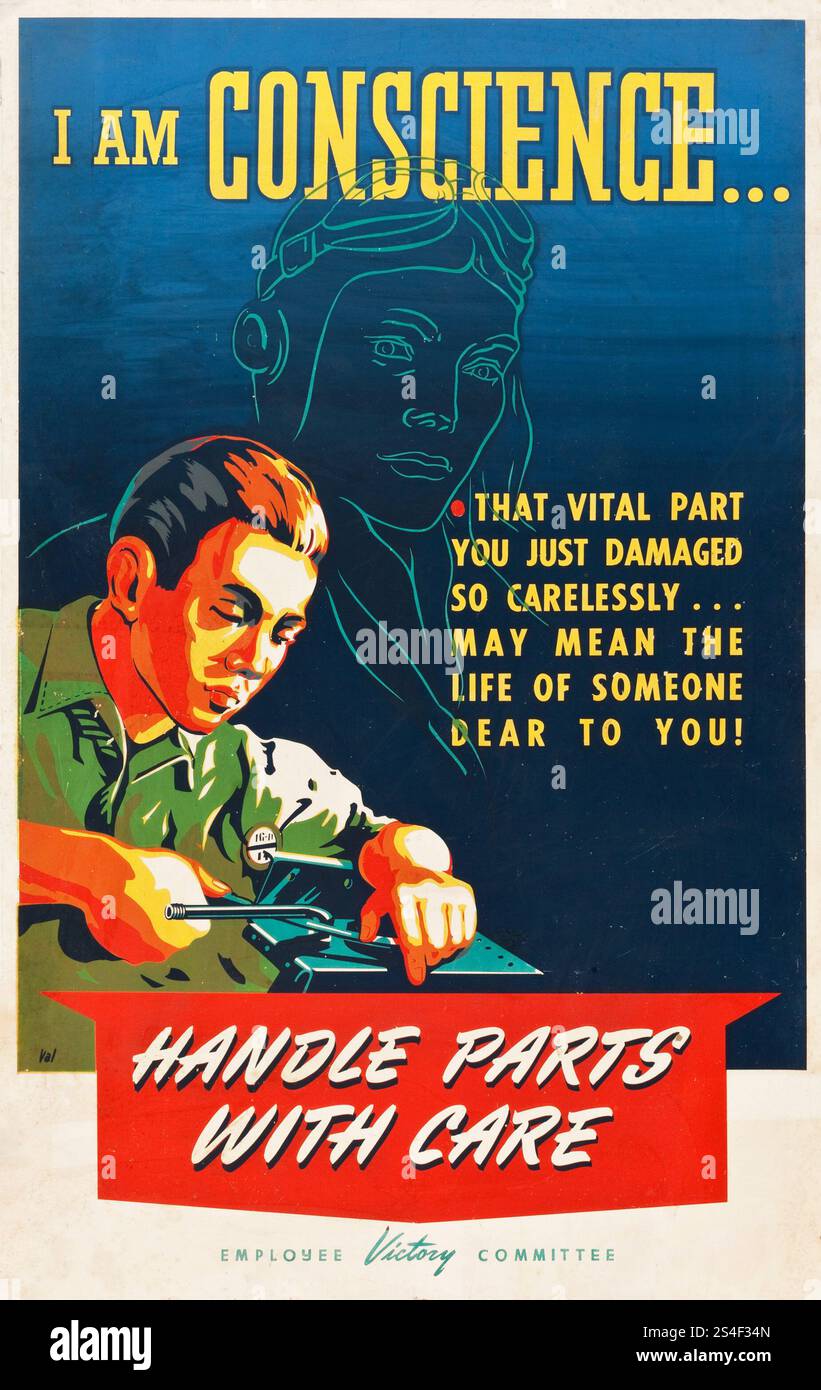 World War II Propaganda (Lockheed, 1940s). Silk Screen Poster "I Am ...